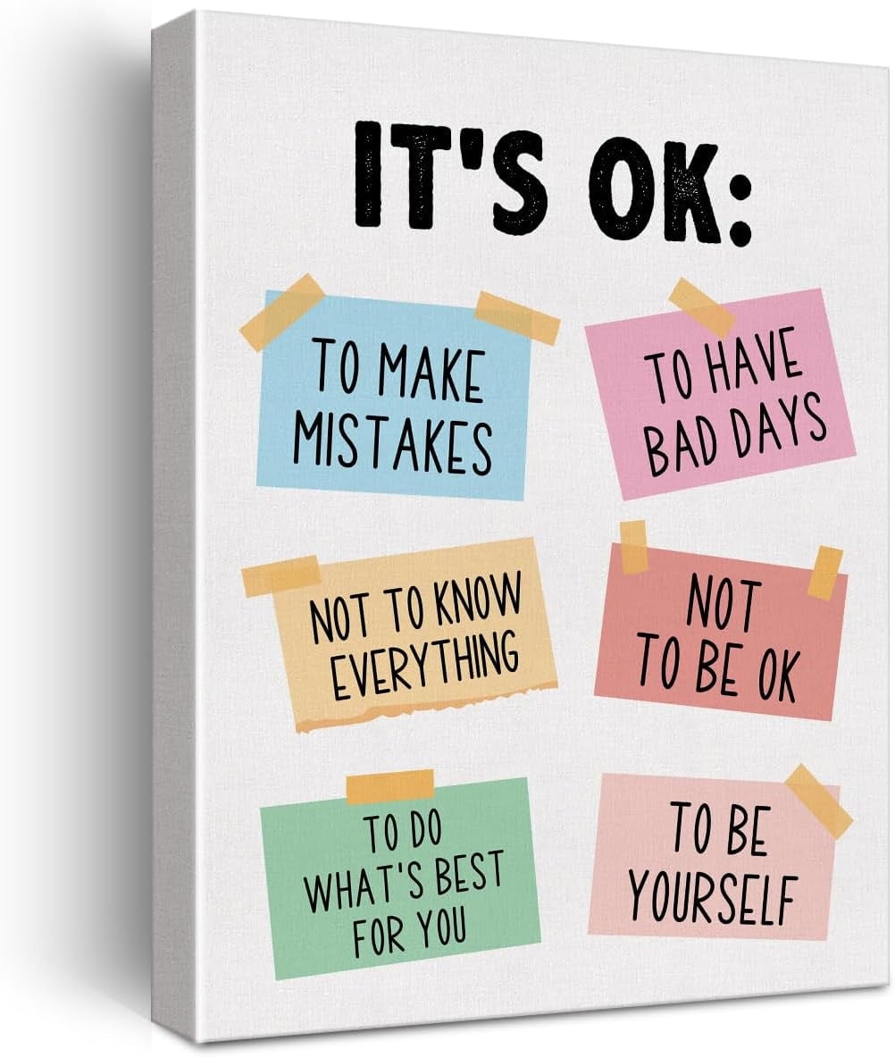 Positive Affirmations Wall Art Canvas Painting Print Framed It''s Ok ...