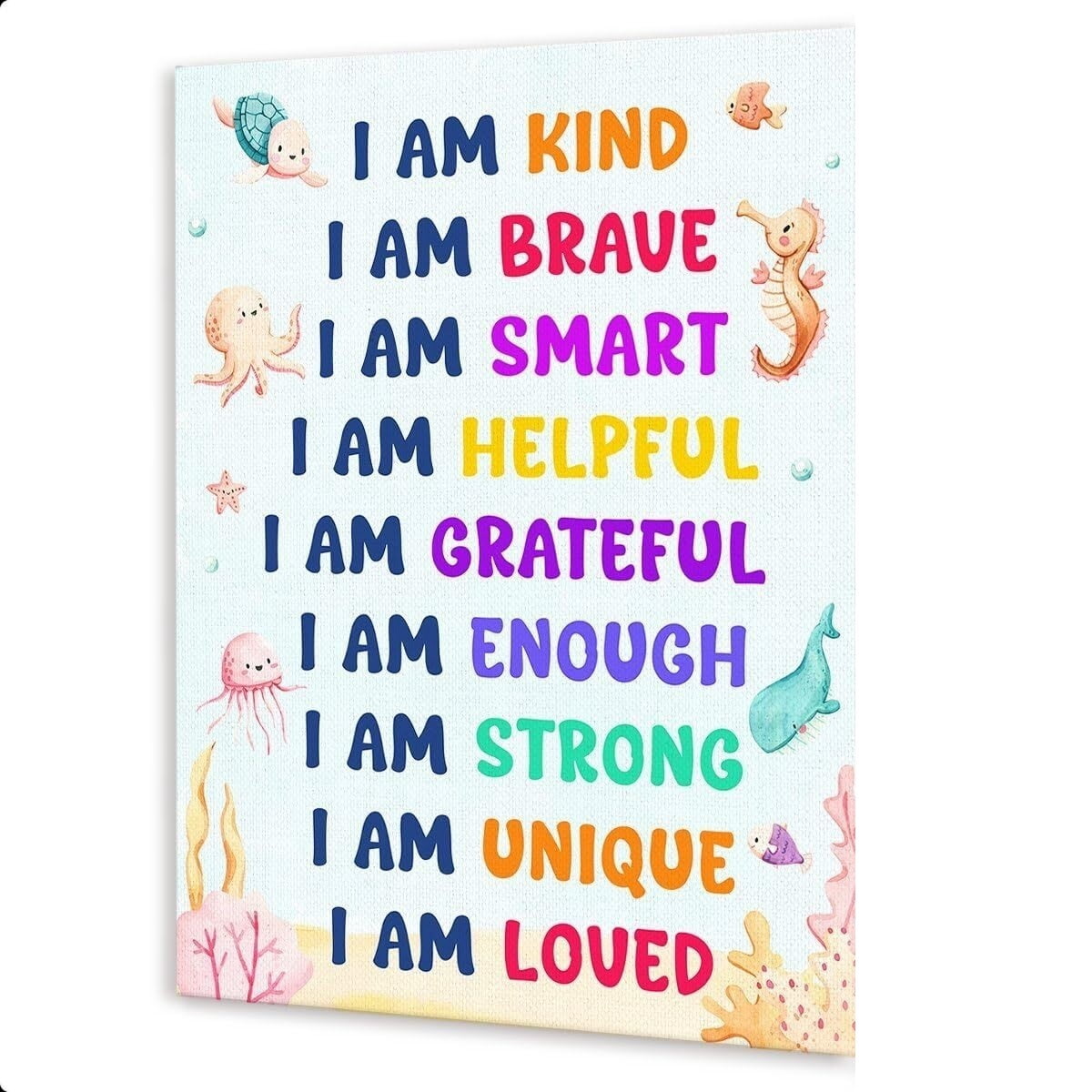 Positive Affirmations Wall Decor for Kids,I Am Kind Smart Canvas Wall ...