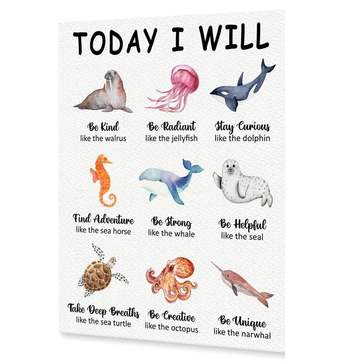 Positive Affirmations Wall Decor,Ocean Animals Nursery Wall Art ...