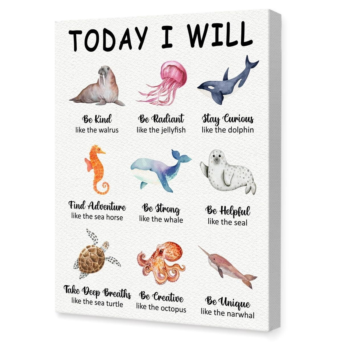Positive Affirmations Wall Decor,Ocean Animals Nursery Wall Art ...