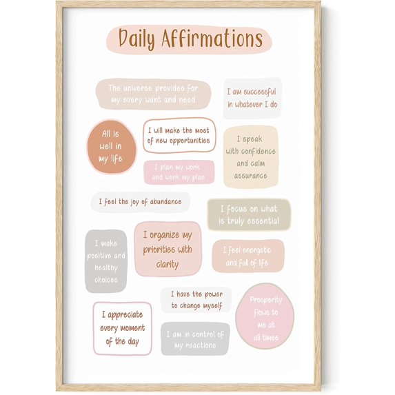 Positive Affirmations Wall Decor Unframed Inspirational Wall Art For ...