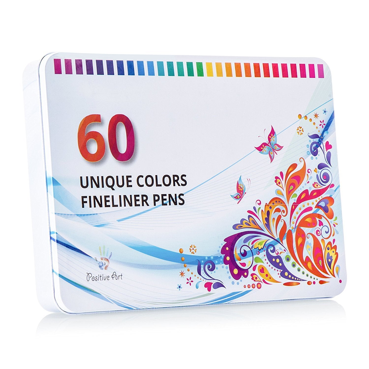 Positive Art Fineliner Pens, 60 Colors in Metal Case, 0.4 mm Ultra Fine ...