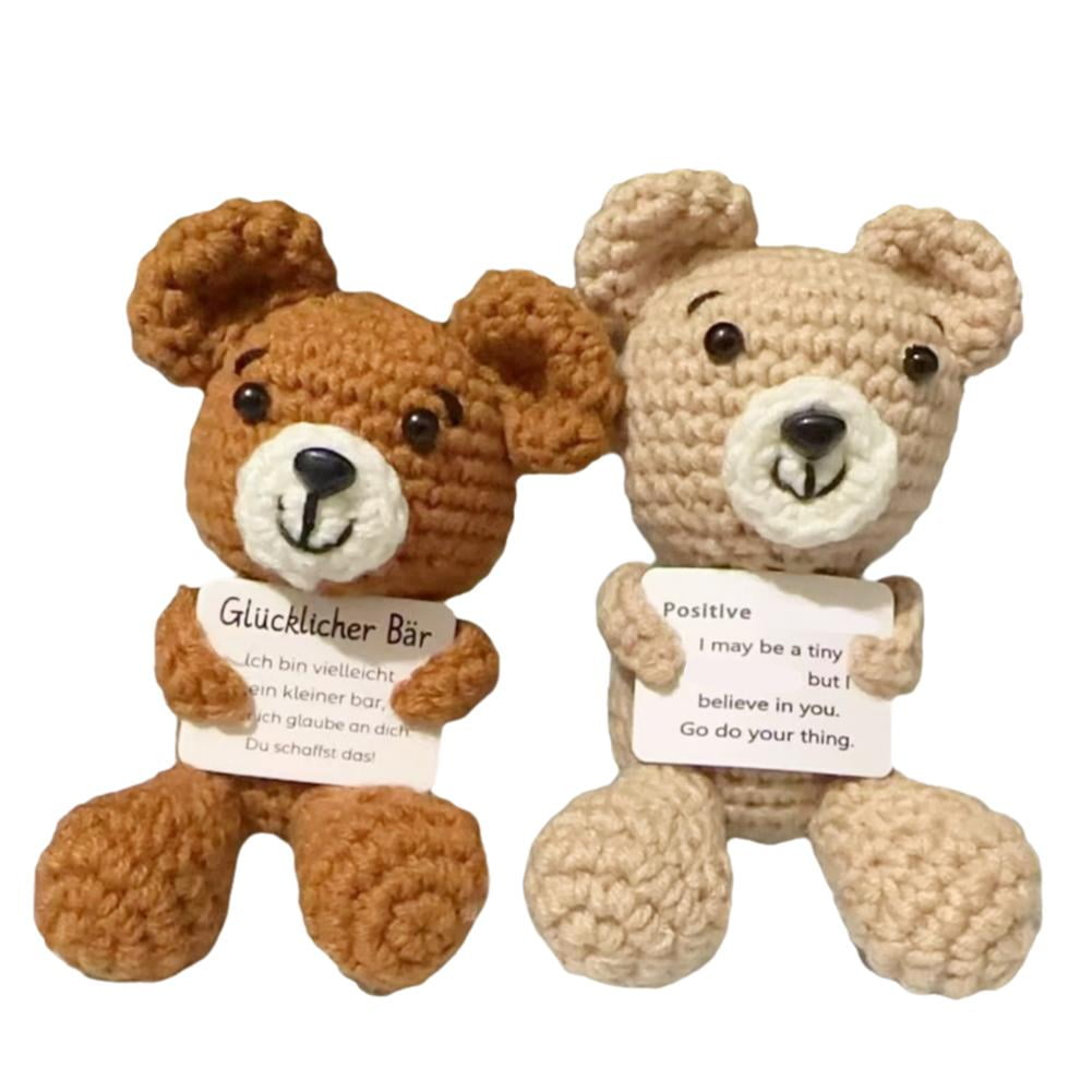 Positive Bear Crochet, Mini Funny Positive Bear with Positive Card ...