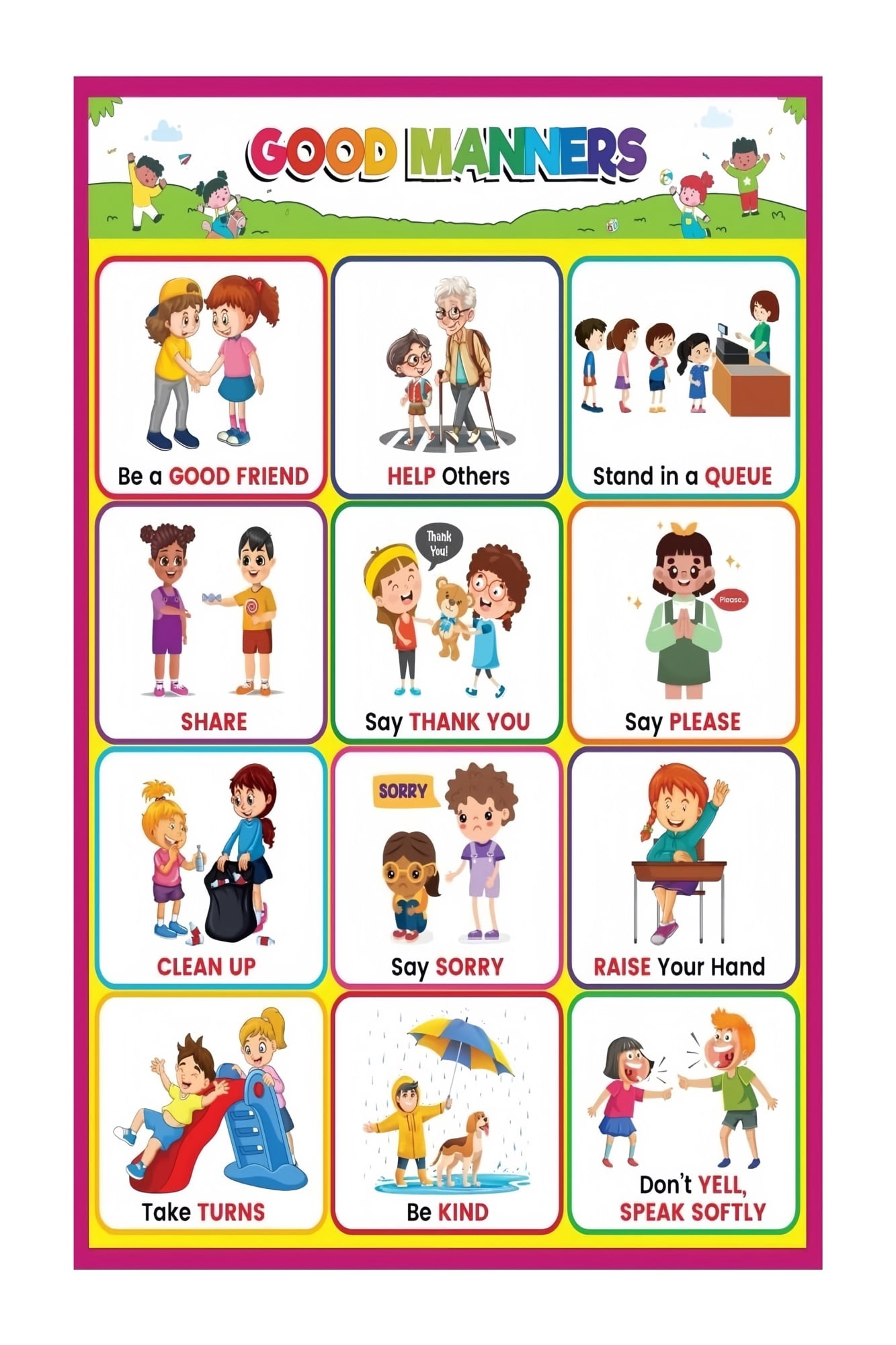 Positive Behavior and Good Manners Poster Classroom Rules Chart for ...