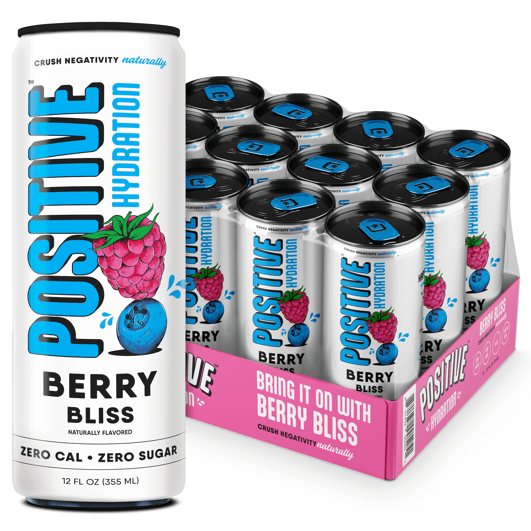 Positive Hydration Berry Bliss | 12-oz Cans (12-Pack) | Zero-Calorie ...