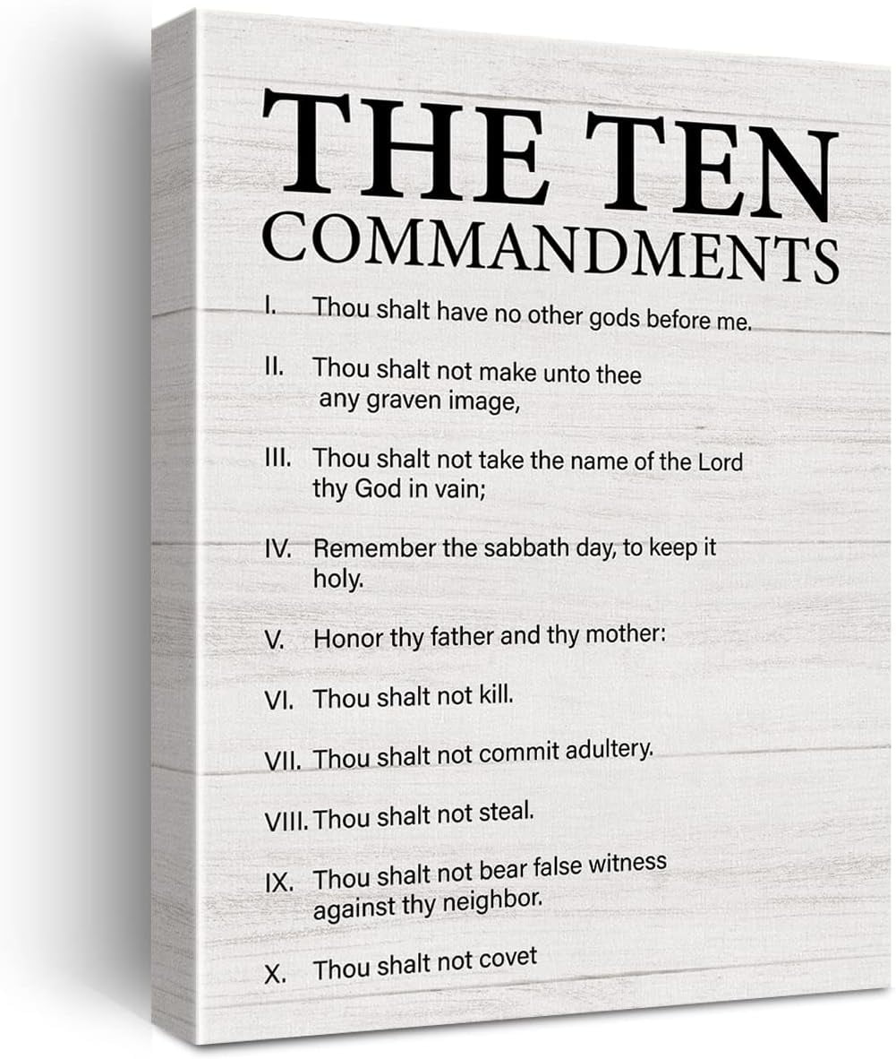 Customer reviews for Positive Bible Verse the Ten Commandments Canvas Wall Art Christian Office ...
