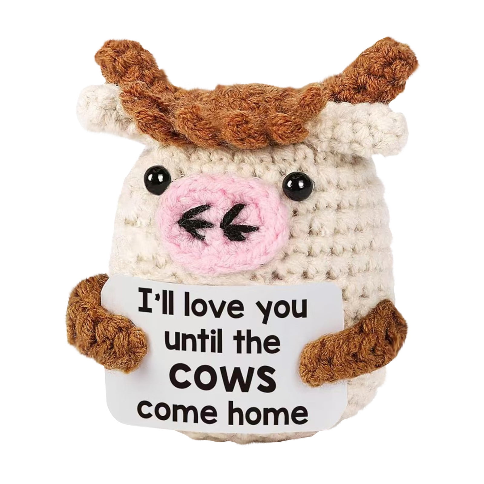 Positive Crochet Animals Cow, Emotional Support Crochet Gift, 3in ...