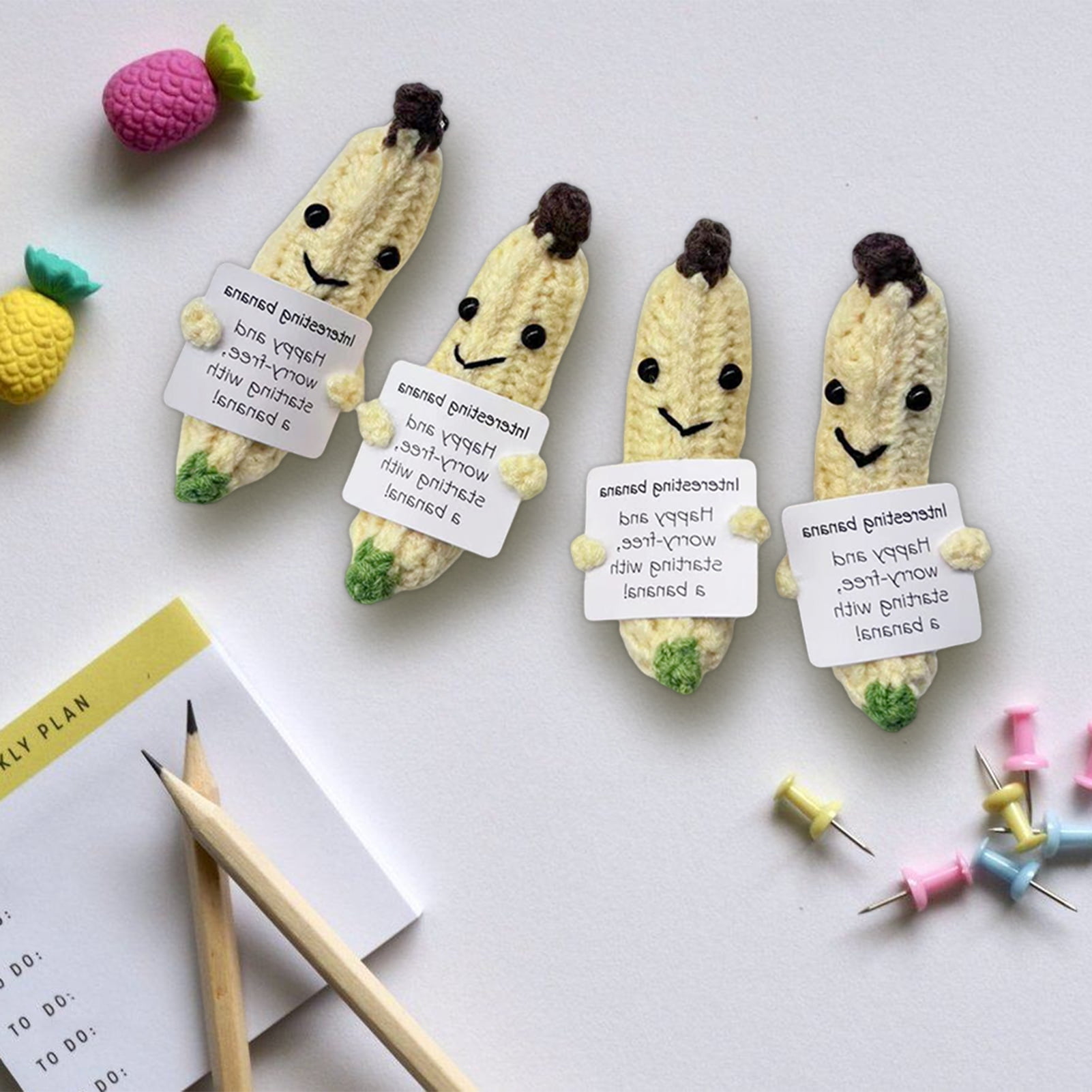 Positive Crochet Banana Doll: Emotional Support Knitting Fruit Toy for ...