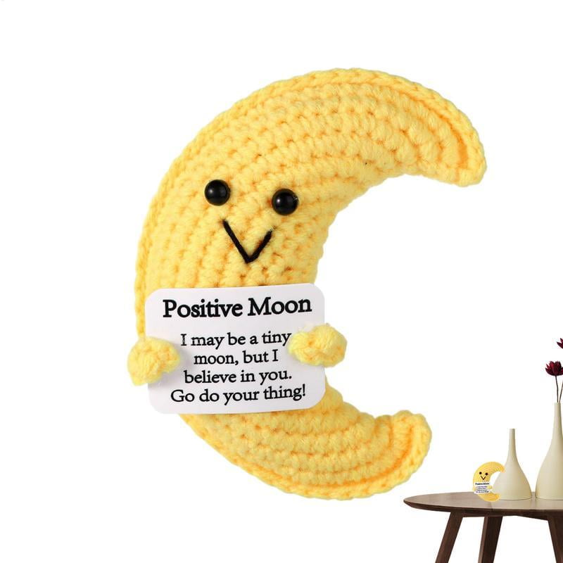 Positive Crochet Moon Toy Cheer Up Plush Dolls Knitted Positive Doll ...