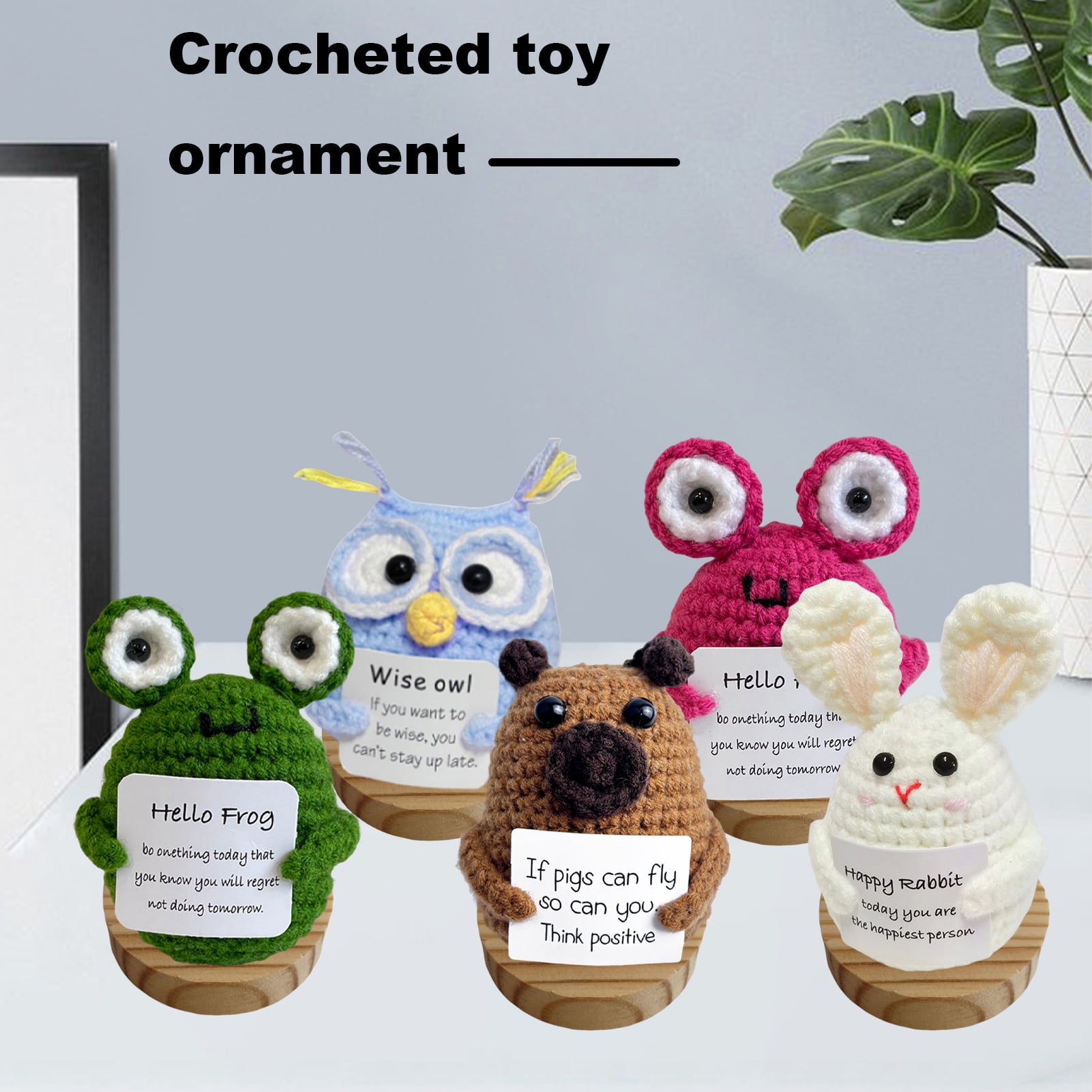 Positive Crocheted Frog with Encouraging Card Emotional Support ...