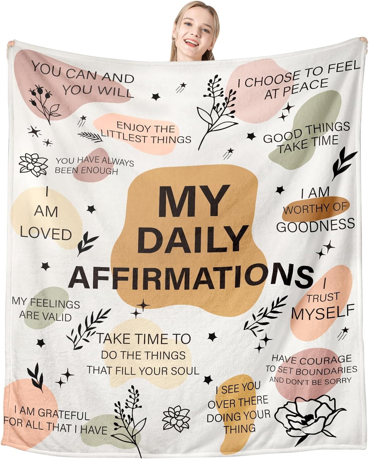 Positive Daily Affirmations Blanket, Mental Health Gifts for Women ...