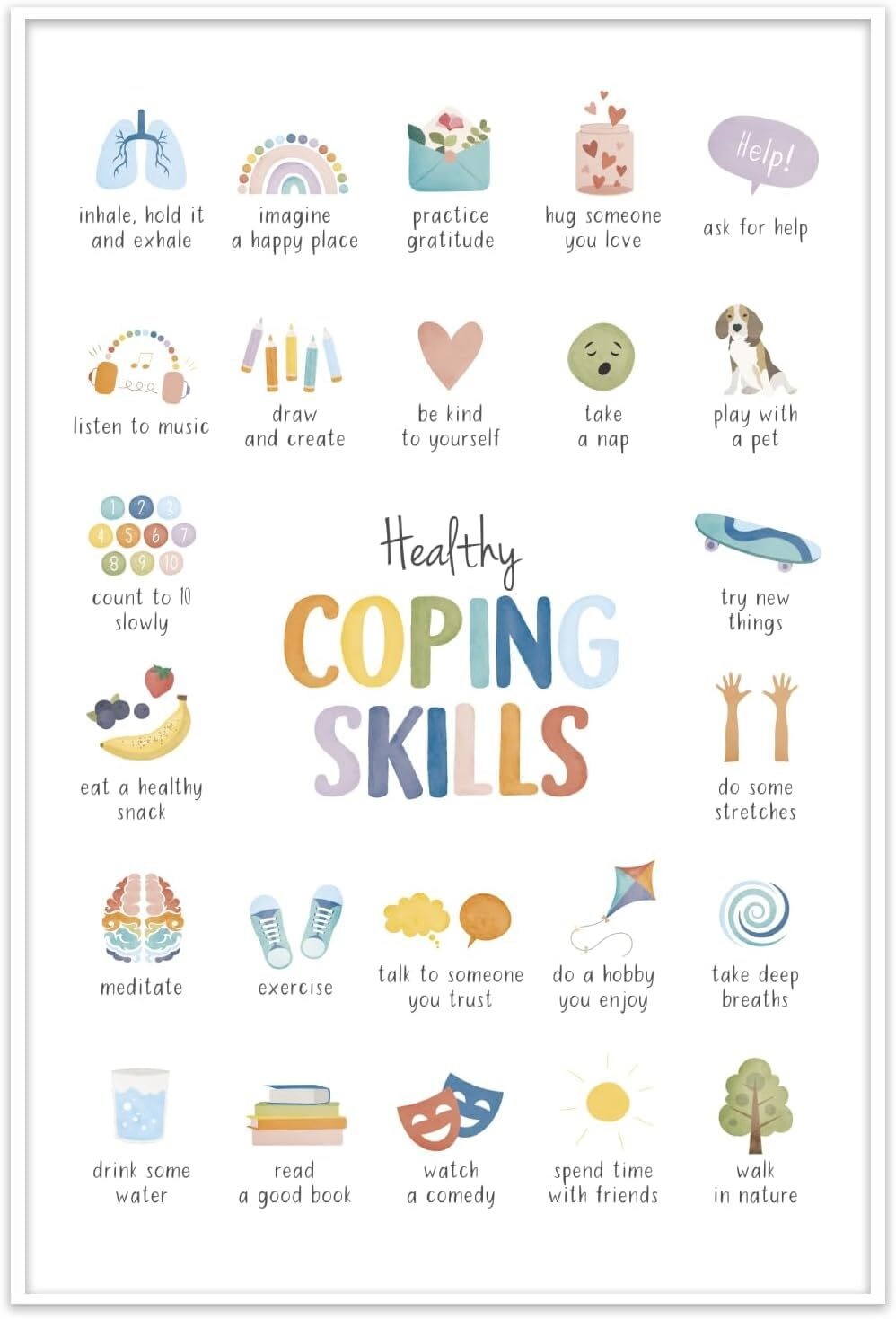 Positive Daily Affirmations Poster Motivational Mental Health Picture ...