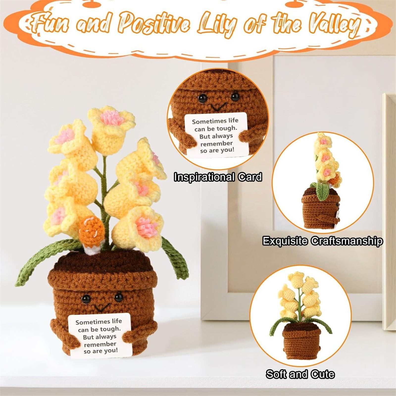 Positive Emotional Support Lily of The Valley Crochet Knitted Flower Pot – Perfect for Home ...
