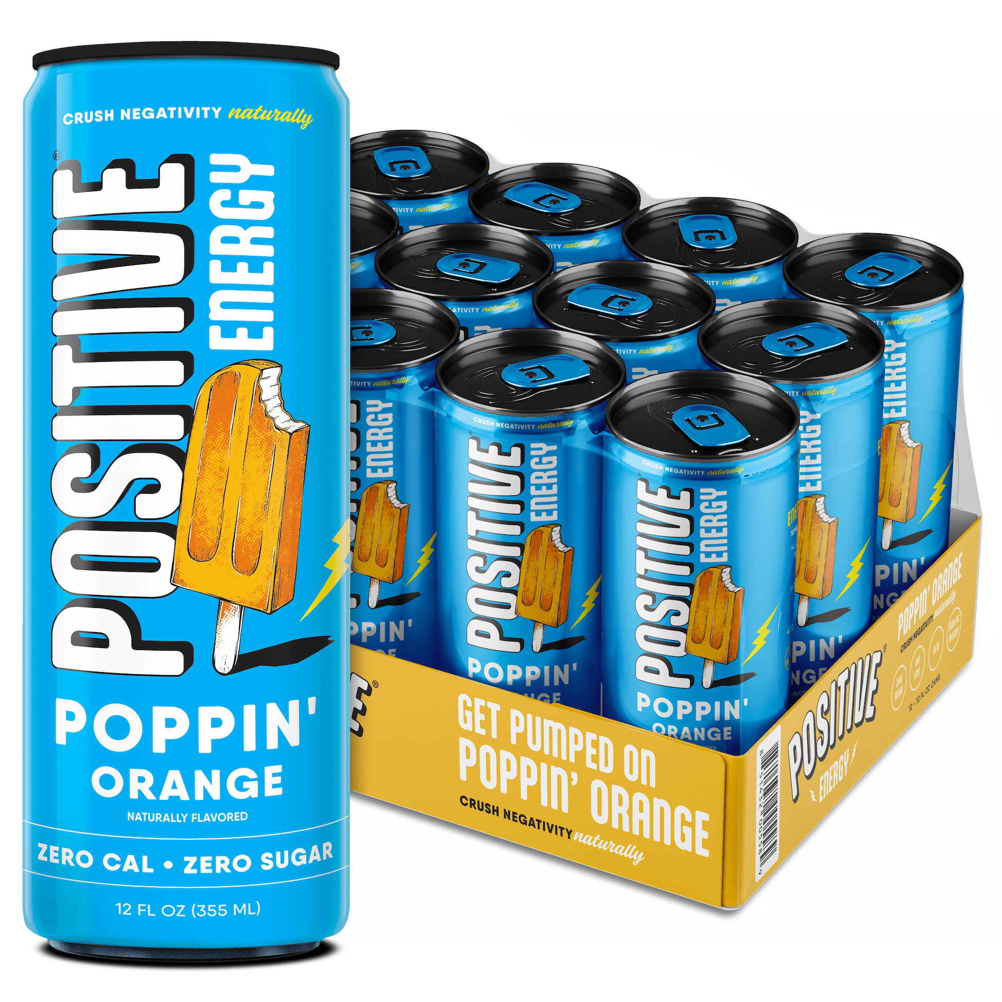 Positive Energy Drink - Poppin' Orange | Zero Sugar, Zero Calorie, 12oz ...
