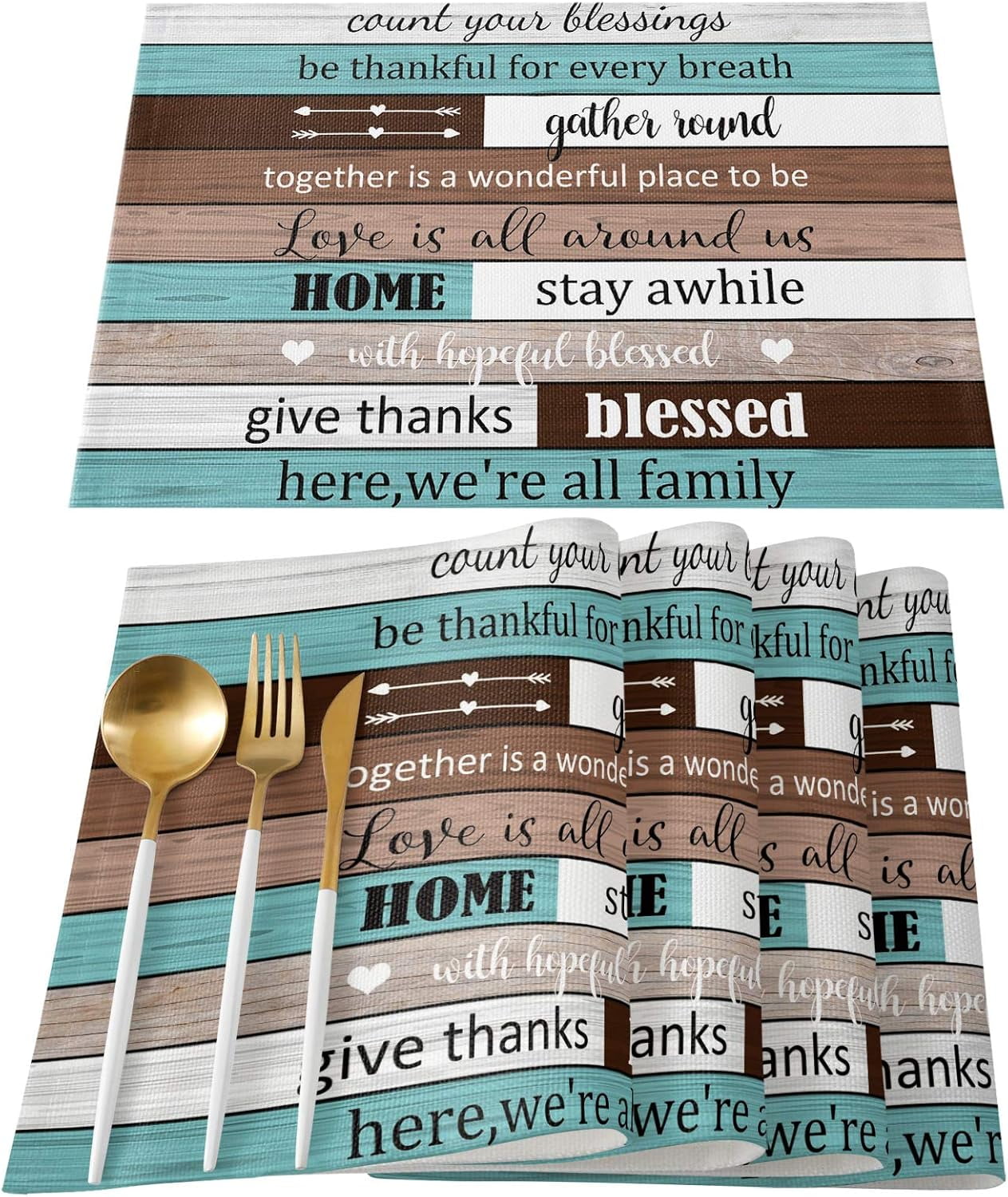 Positive Energy Positive Words Thanks Home Family Retro Farmhouse Wood ...