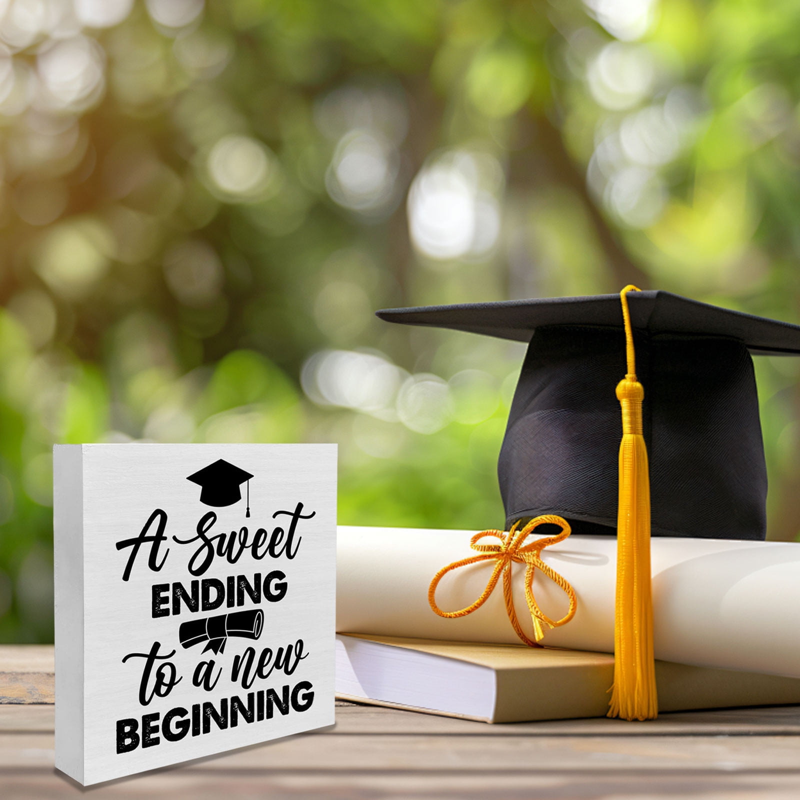 Positive Graduation Quote Wooden Box Sign for Desk Decor, Behind You ...