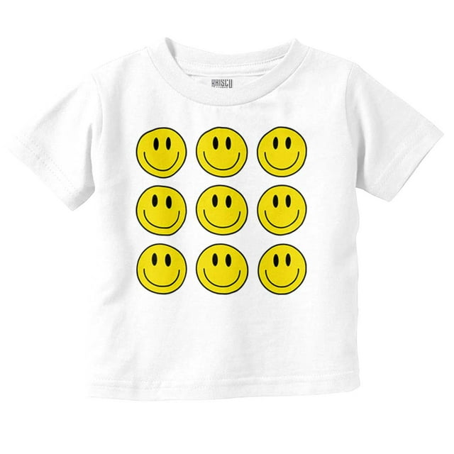 Positive Happy Faces Smile Emoticons Toddler Boy Girl T Shirt Infant ...