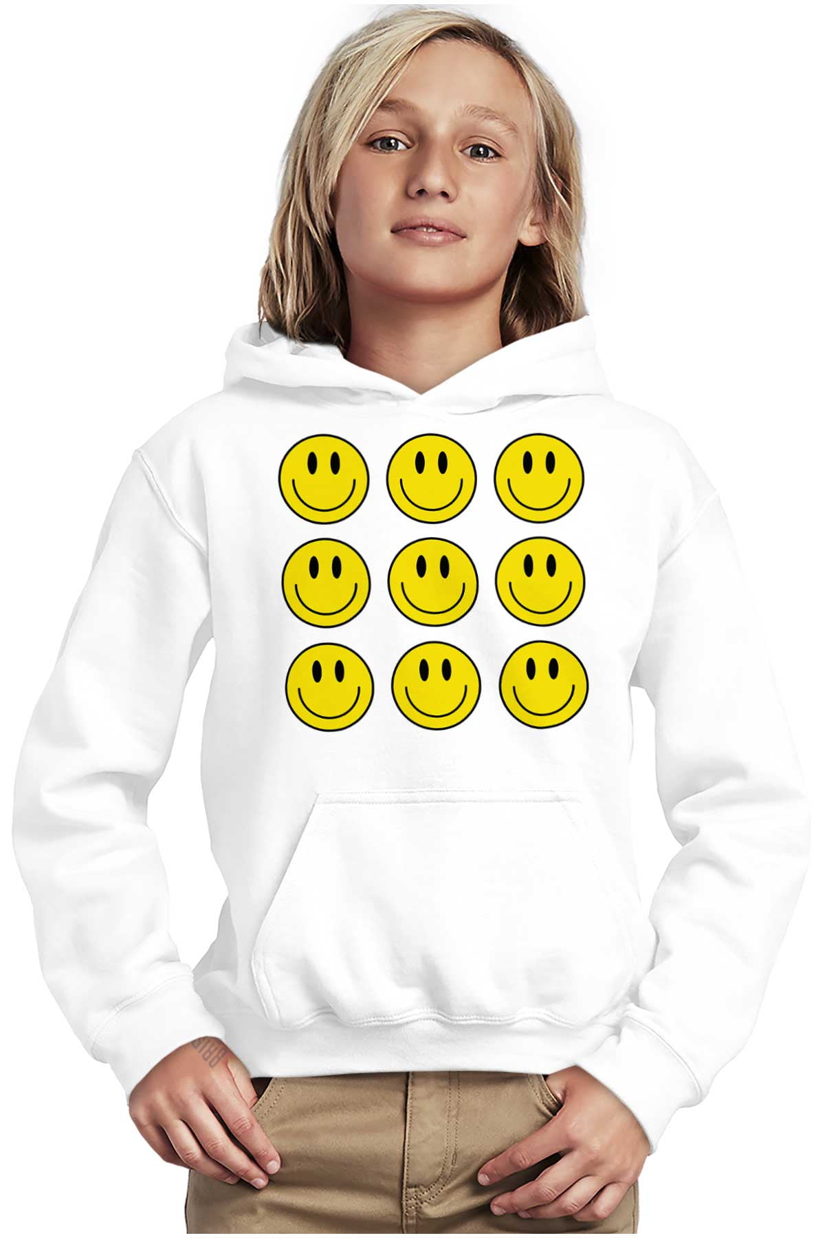 Positive Happy Faces Smile Emoticons Youth Hoodie Boy Girl Teen Brisco ...