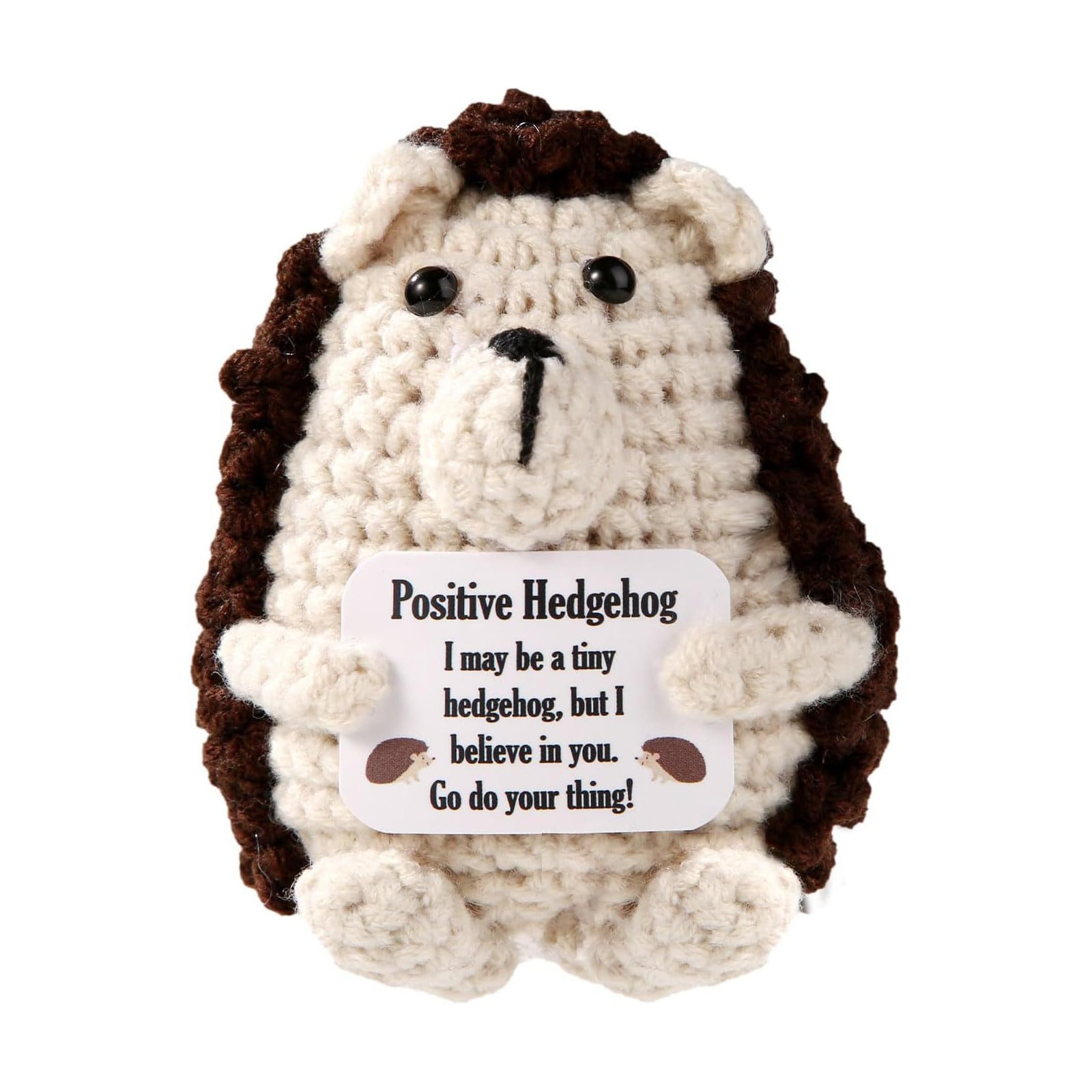 Positive Hedgehog, Emotional Knitted Support Hedgehog Positive Crochet Animal Encouragement Doll ...