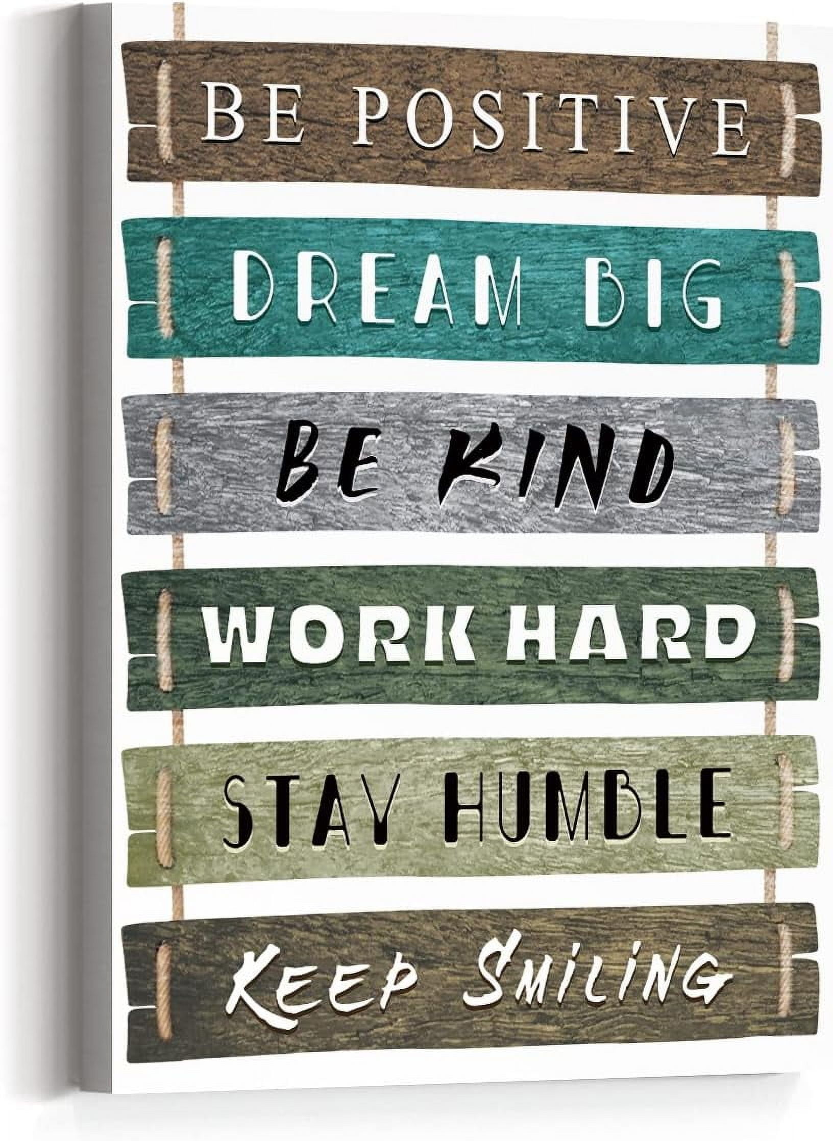 Be Positive Inspirational Quotes Wall Art Canvas, Rustic Positive ...