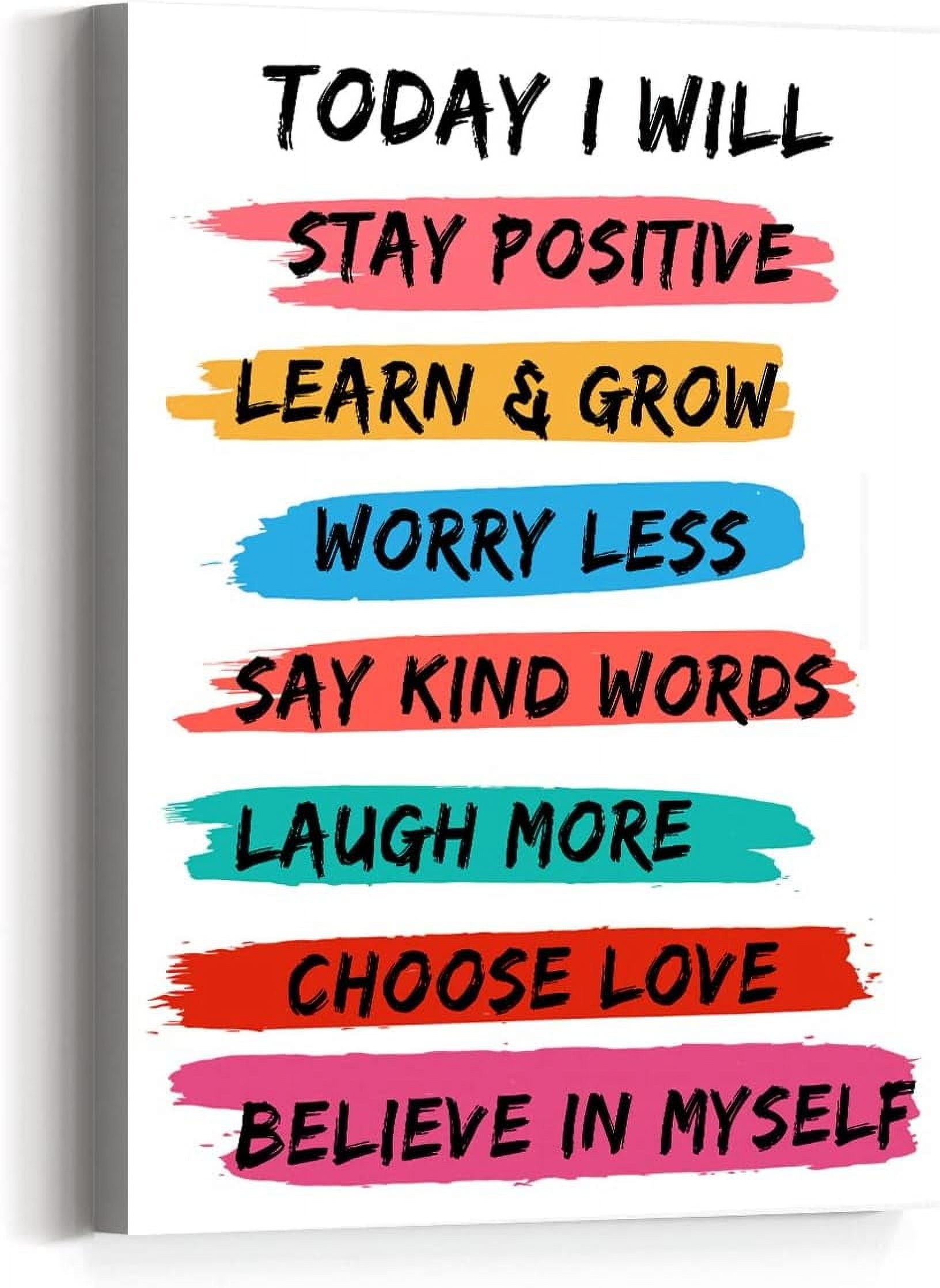 Positive Inspirational Quotes Wall Art Canvas,Today I Will Stay ...