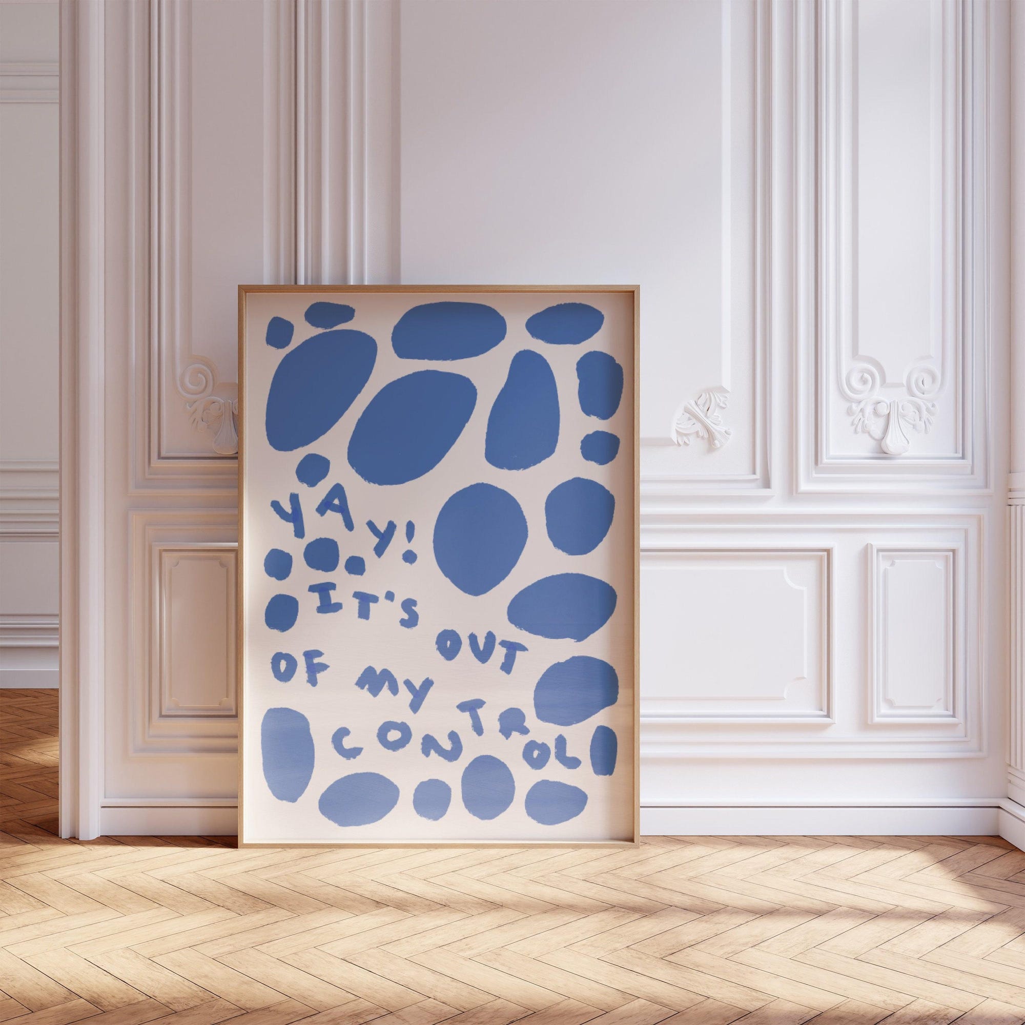 Positive Mantra Mindfulness Quote Print, Blue Abstract Dot Wall Art ...
