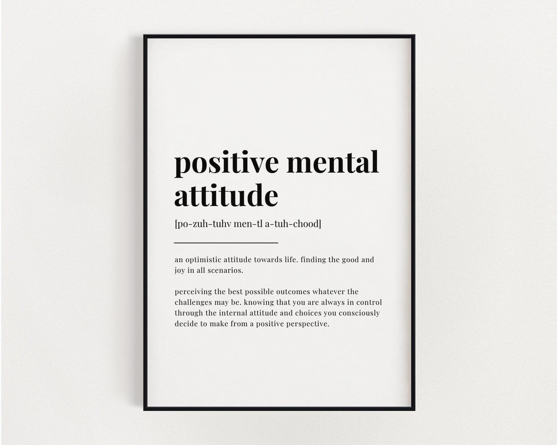 Positive Mental Attitude, Wall Art Print, Positivity Print, Definition ...