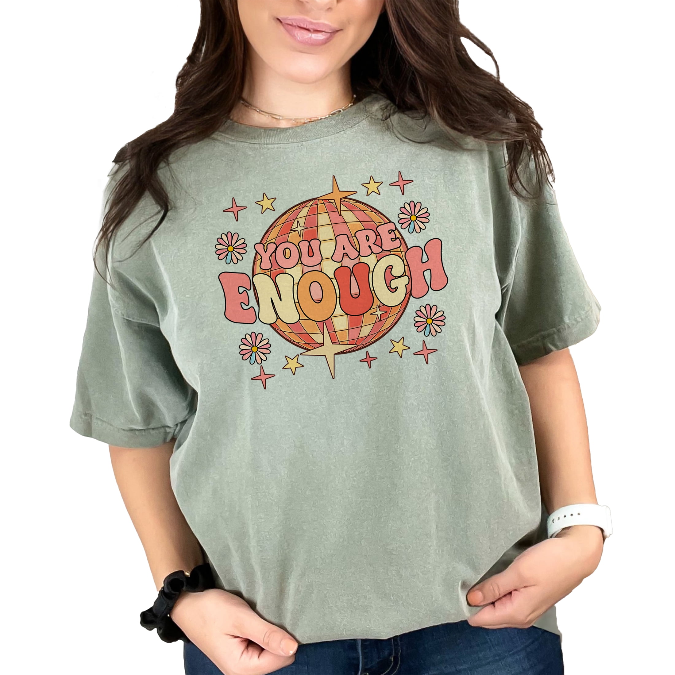 Positive Message Graphic Tee, You Are Enough Inspirational T-Shirt ...