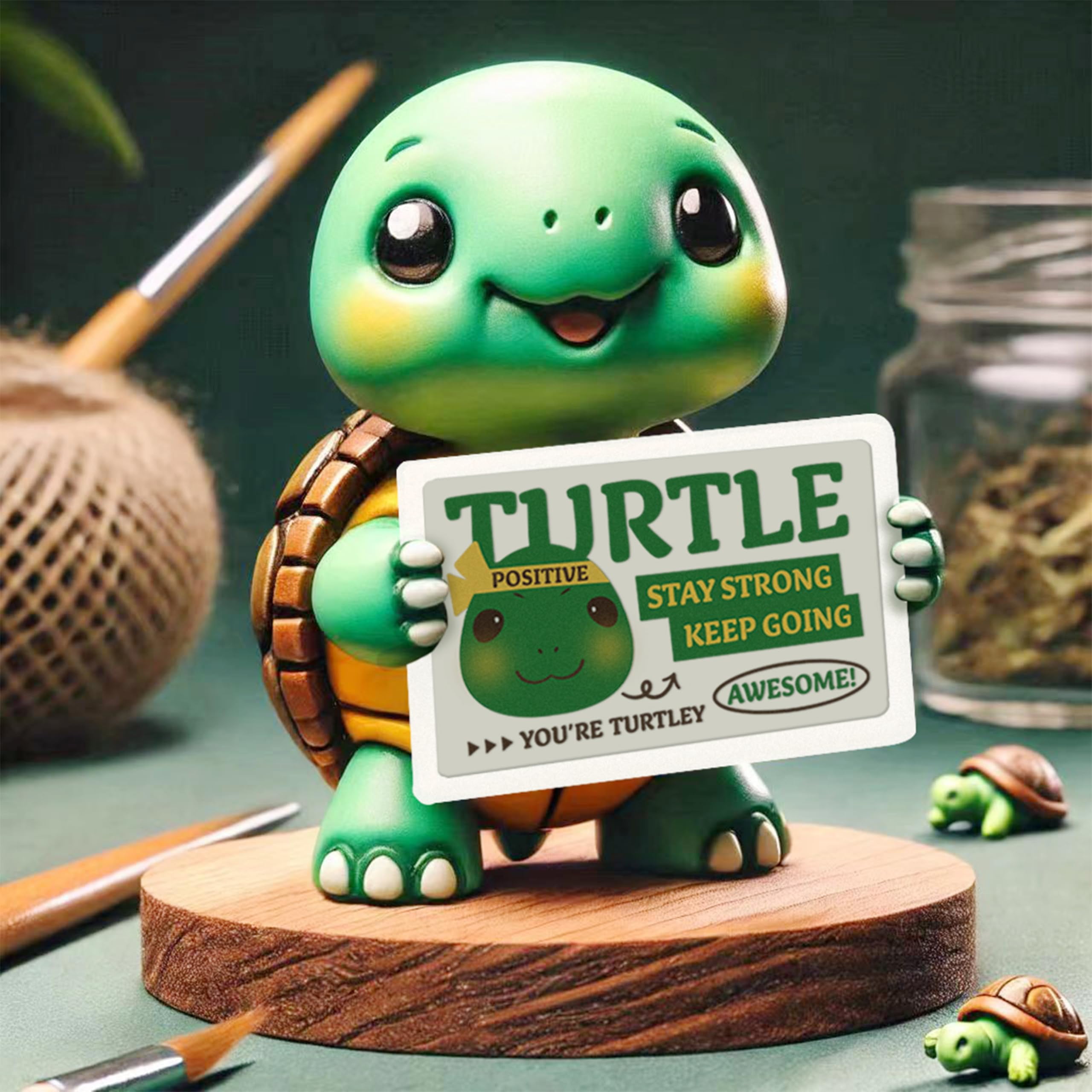 Positive Message Turtle Statue 4 Inch, Motivational Desk Decor with ...