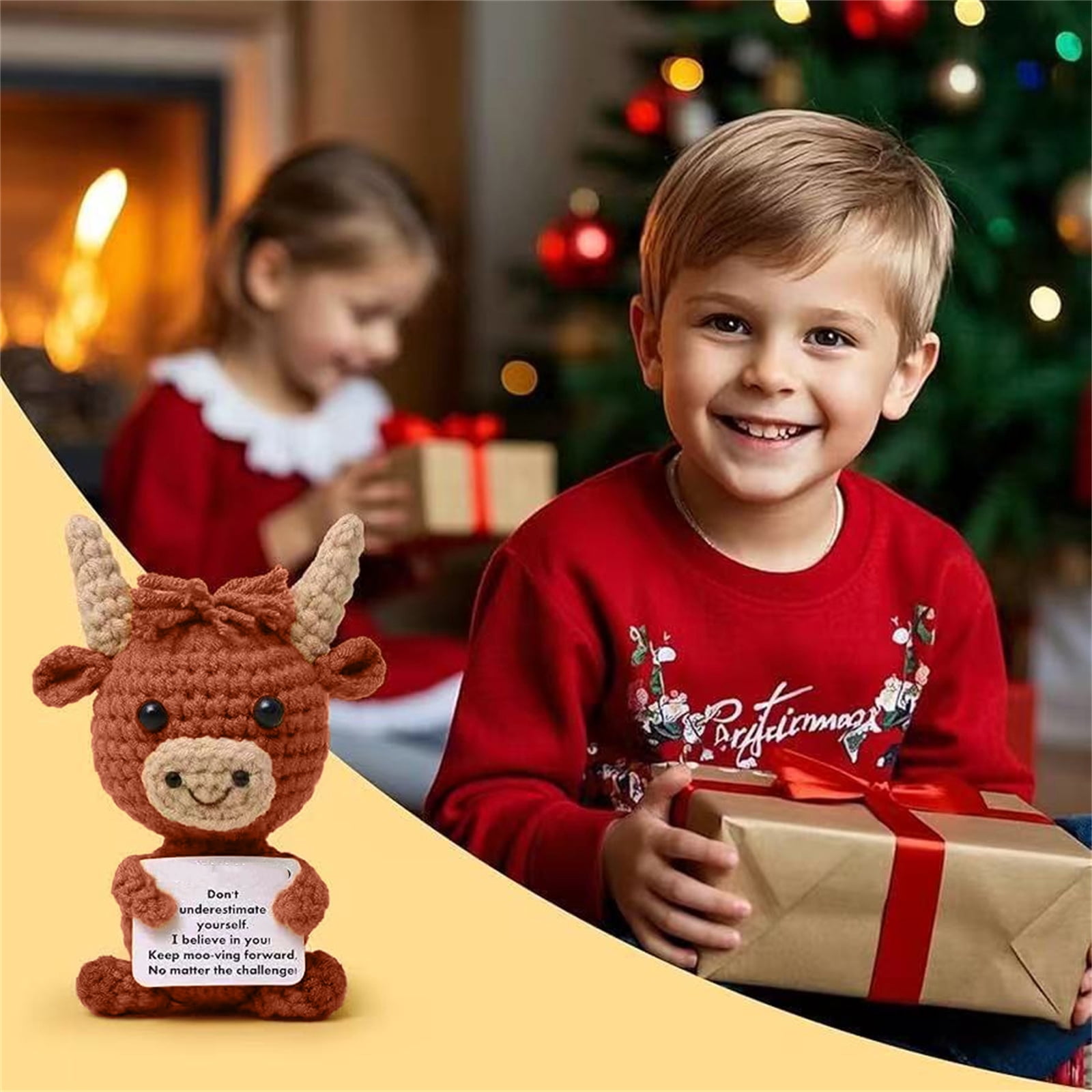 Positive Moo Knitted Highland Cow Plush Toy, Don'T Underestimate ...