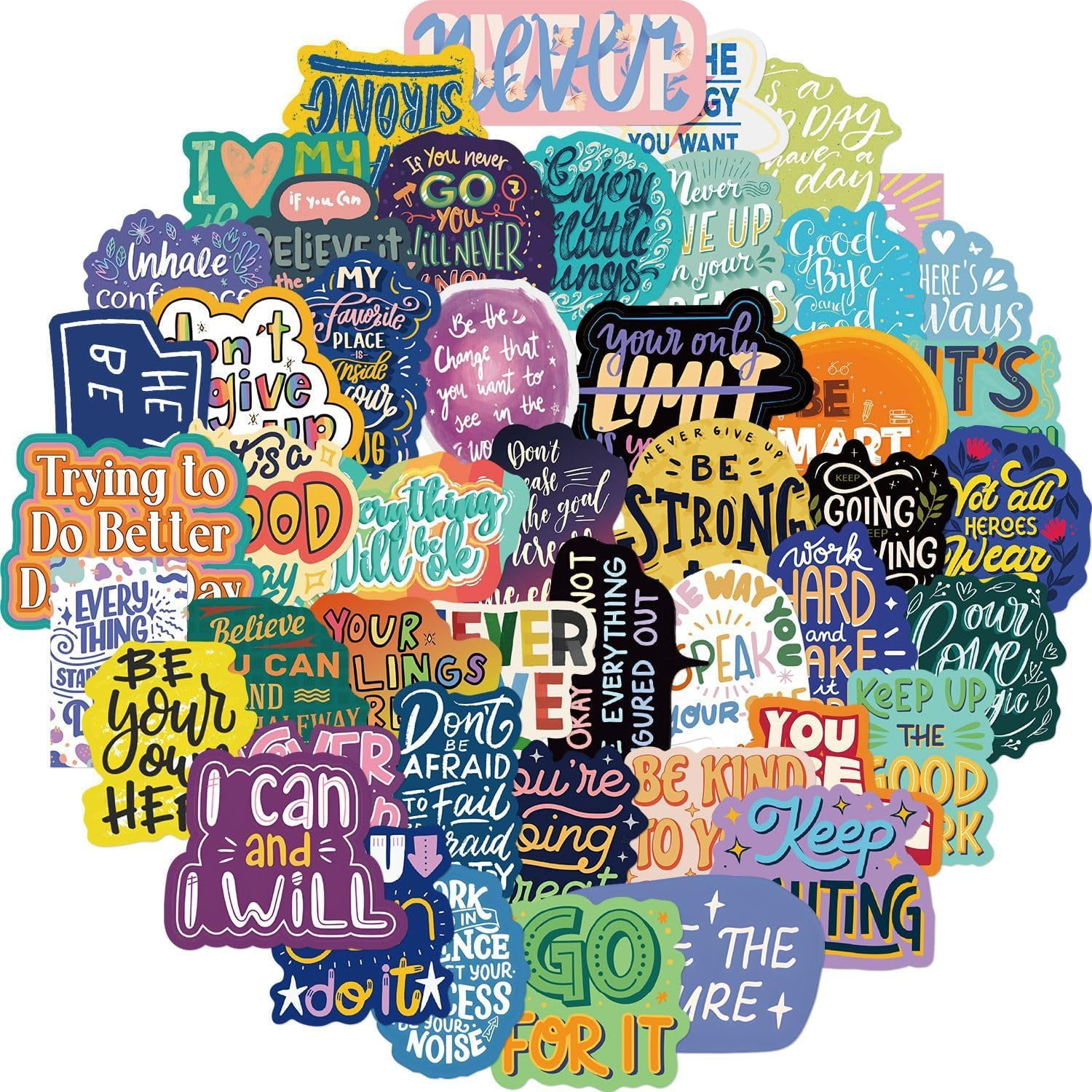 Positive Motivational Stickers Pack, 50PCS Inspirational Quote ...