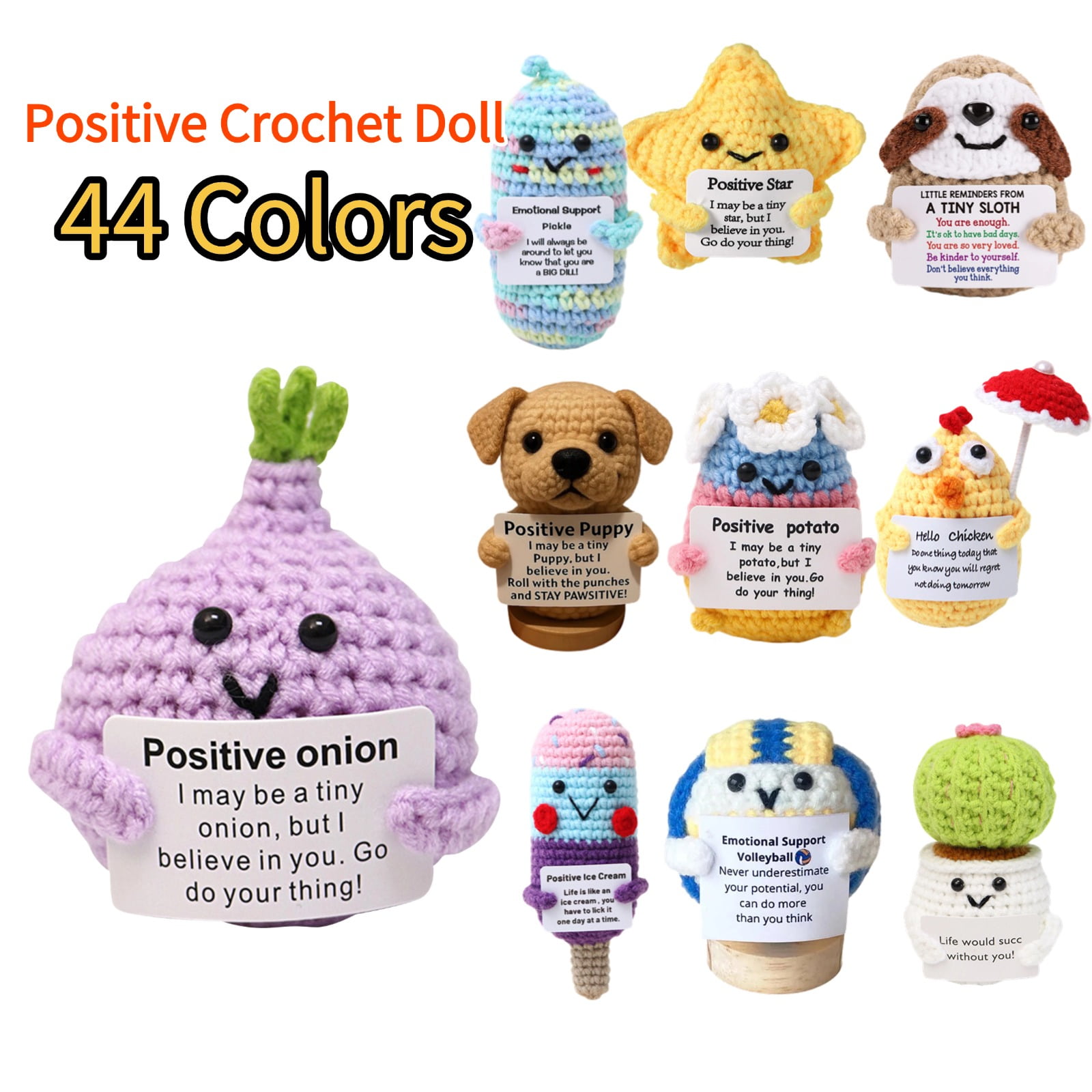 Positive Mouse Doll Crochet Cute Crochet Doll with Positive Card ...