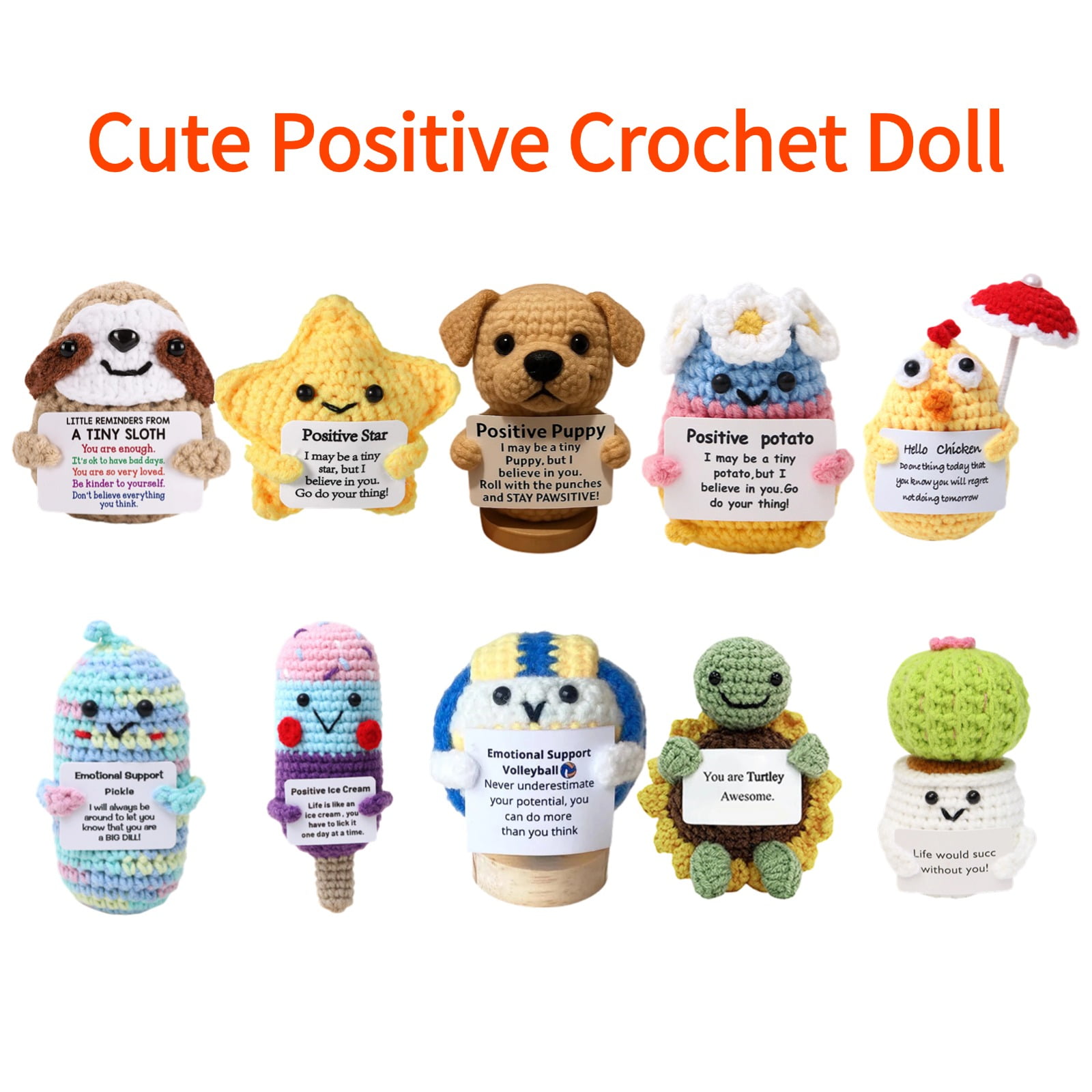 Positive Mouse Doll Crochet Cute Crochet Doll with Positive Card ...