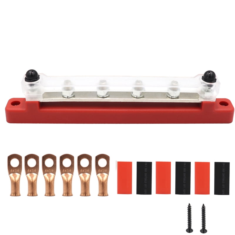 Positive Negative Bus Bar Battery Power 12V Distribution Block 6 X M6 Car Terminal Block Studs ...