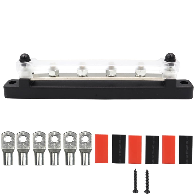 Positive Negative Bus Bar Battery Power 12V Distribution Block 6 X M6 Car Terminal Block Studs ...