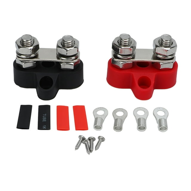 Positive Negative Power Junction Distribution Block 2 Studs Bus Bar Heavy Duty Terminal for Cars ...