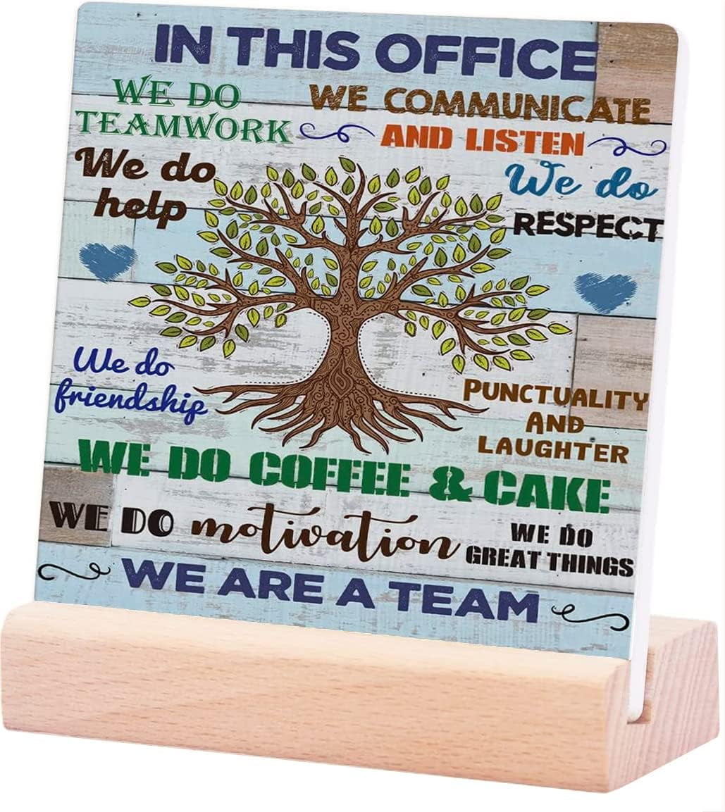 Positive Office Desk Plaque Sign, in This Office We are a Team Ceramic ...