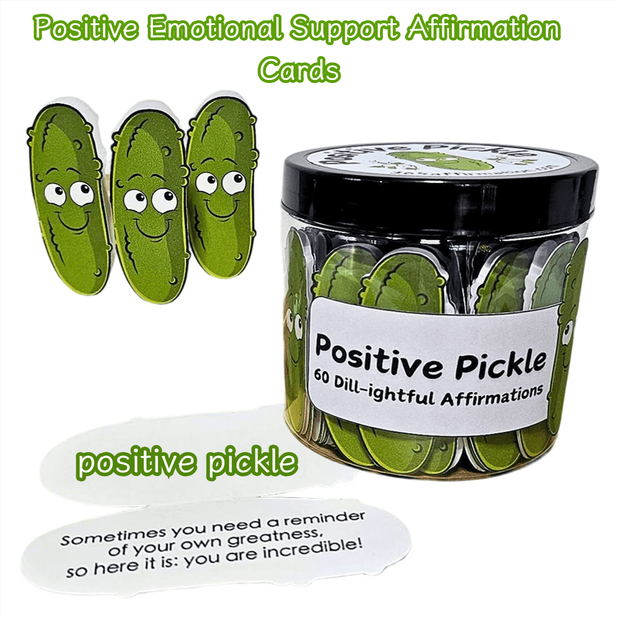 Positive Pickle Affirmation Cards, 30/60 Sheets of Pickle Emotional ...