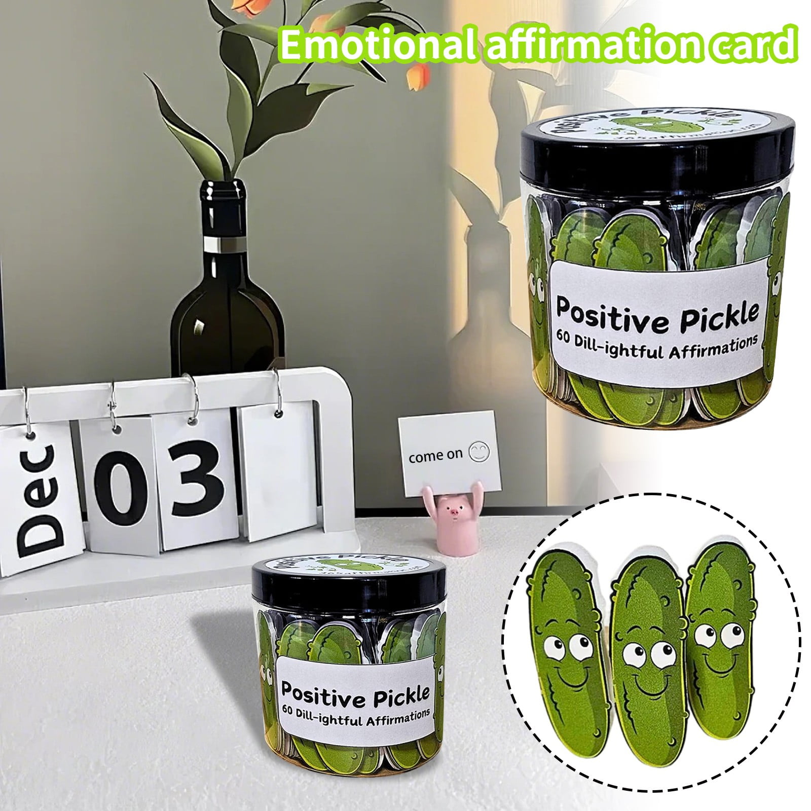 Positive Pickle Emotional Support Affirmation Cards, 30/60 Sheets ...