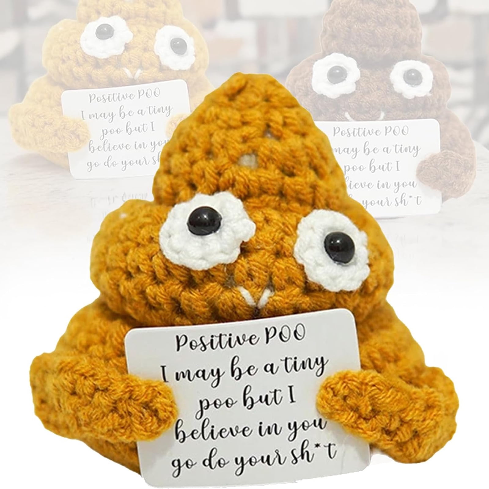 Positive Poo Knitted with Positive Card, Mini Funny Creative Cute ...