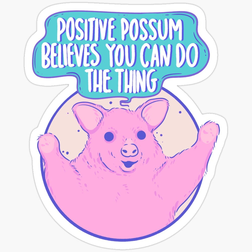 Positive Possum Believes You Can Do The Thing Sticker Phone Decal Water ...