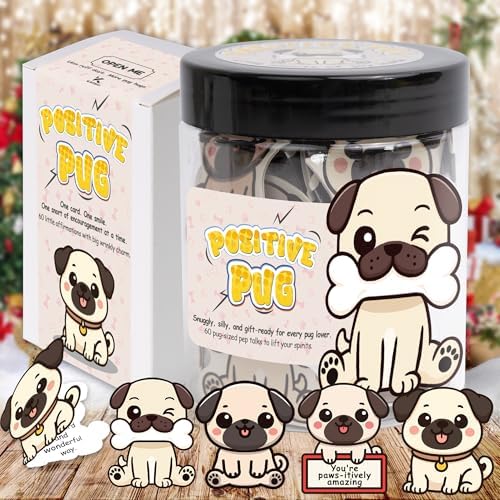 Positive Pug Jar – 60 Positive Affirmation Cards for Women, Pug Gifts ...