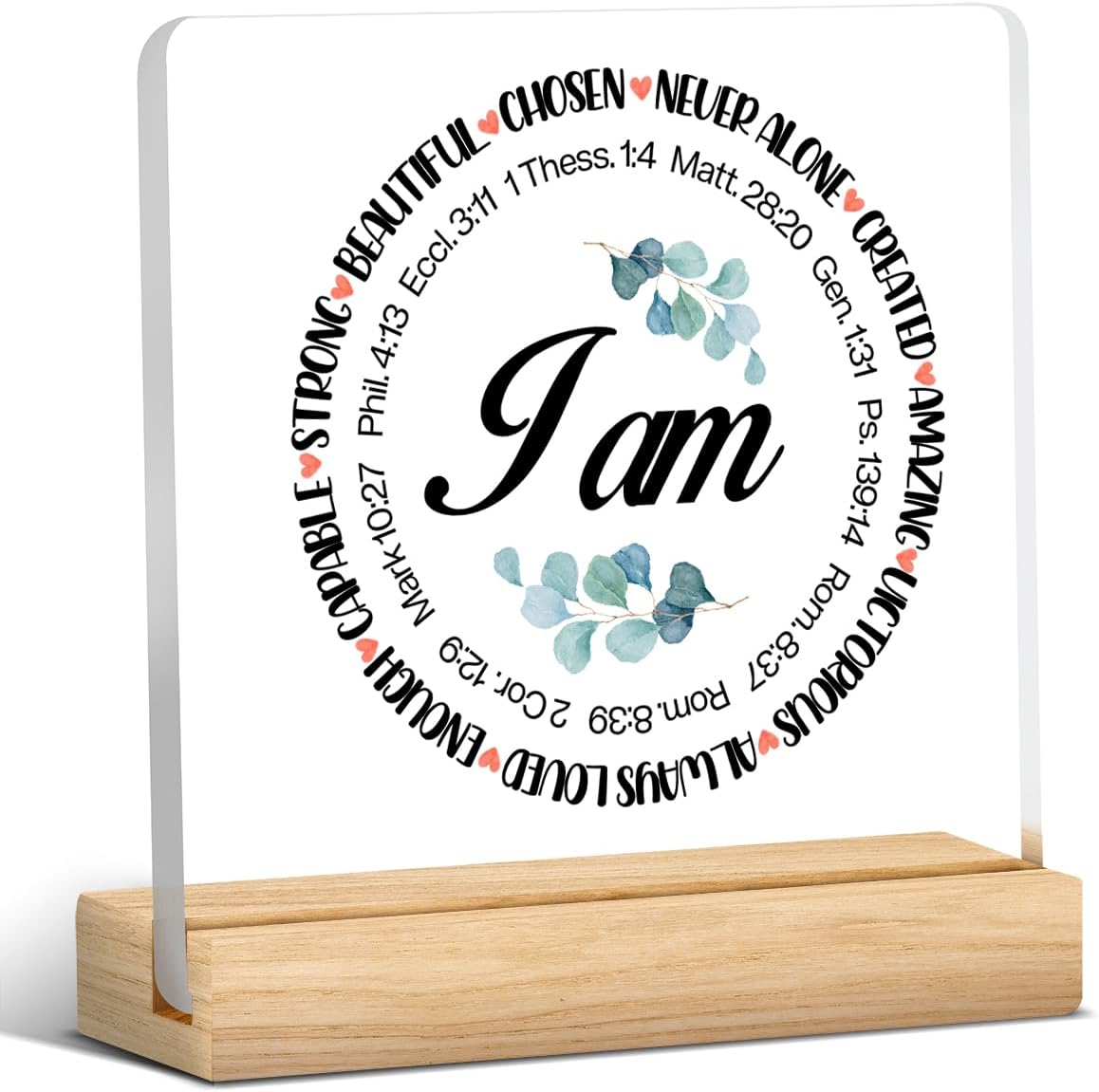 Positive Religious Gifts I Am Quotes Bible Verse Clear Desk Decorative ...