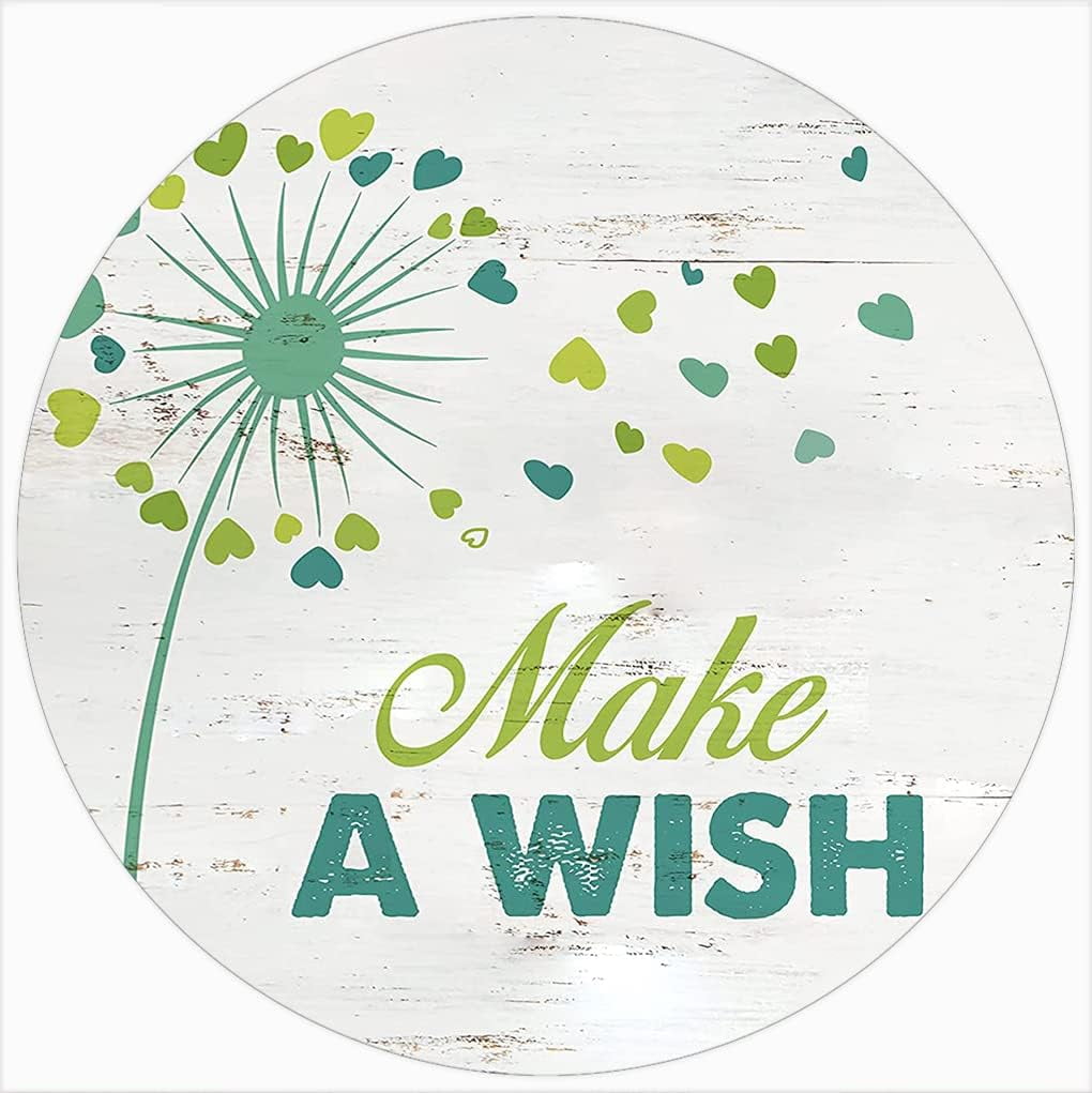 Positive Round Metal Tin Sign Wall Decor Make A Wish Wreath Sign ...