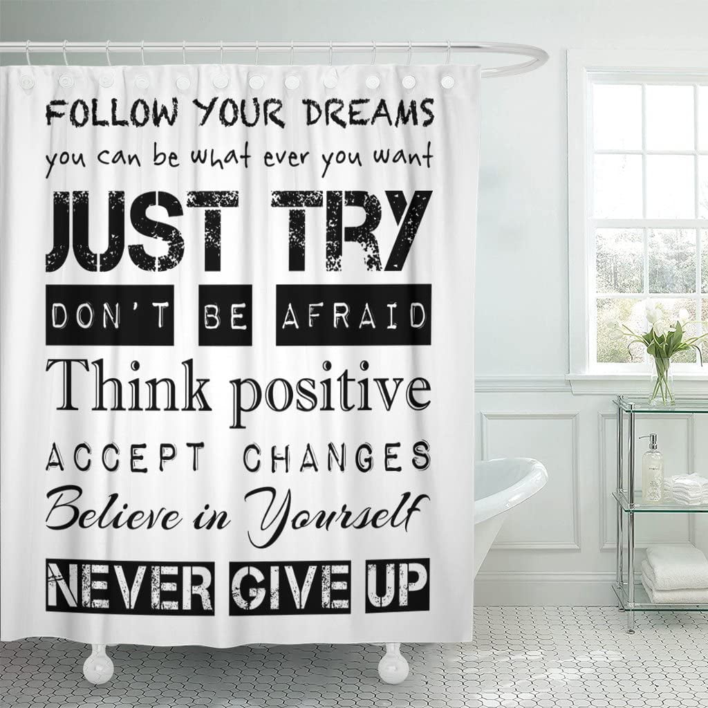 Positive Shower Curtain Quotes Inspirational Motivational Teen Follow ...