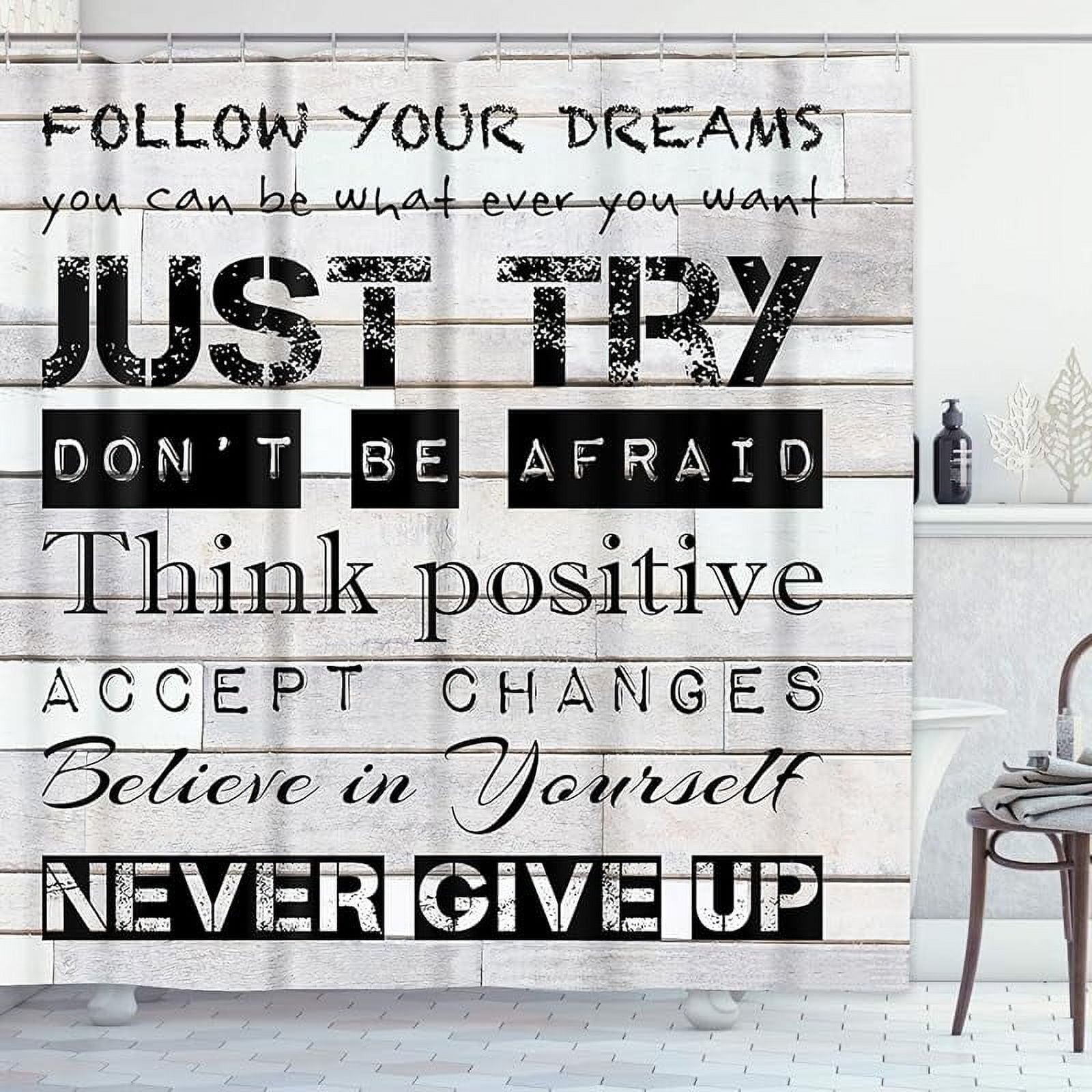 Positive Shower Curtain Quotes Inspirational Motivational Teen Follow ...