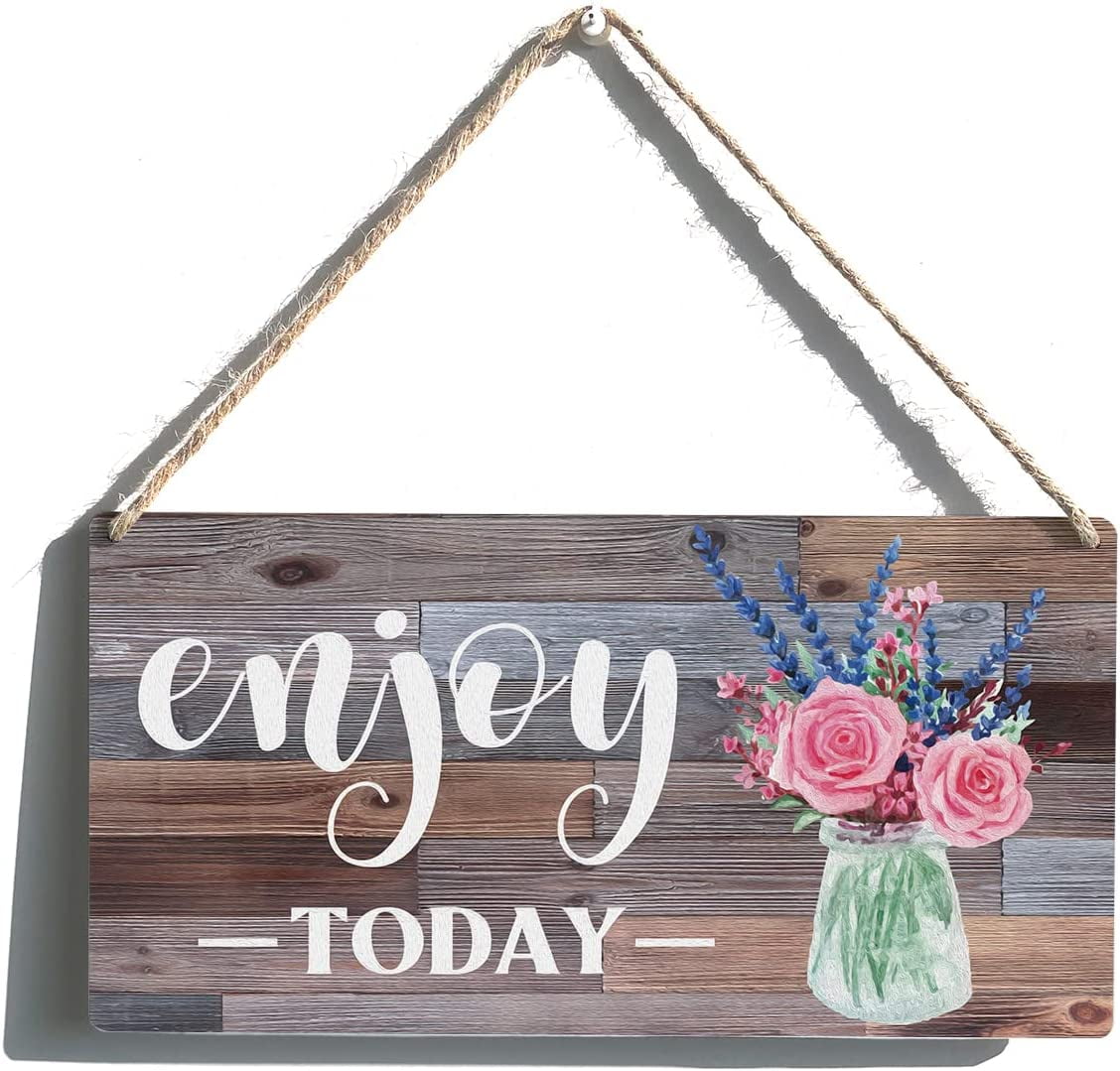 Positive Sign Farmhouse Enjoy Today Wooden Hanging Sign Rustic Retro ...