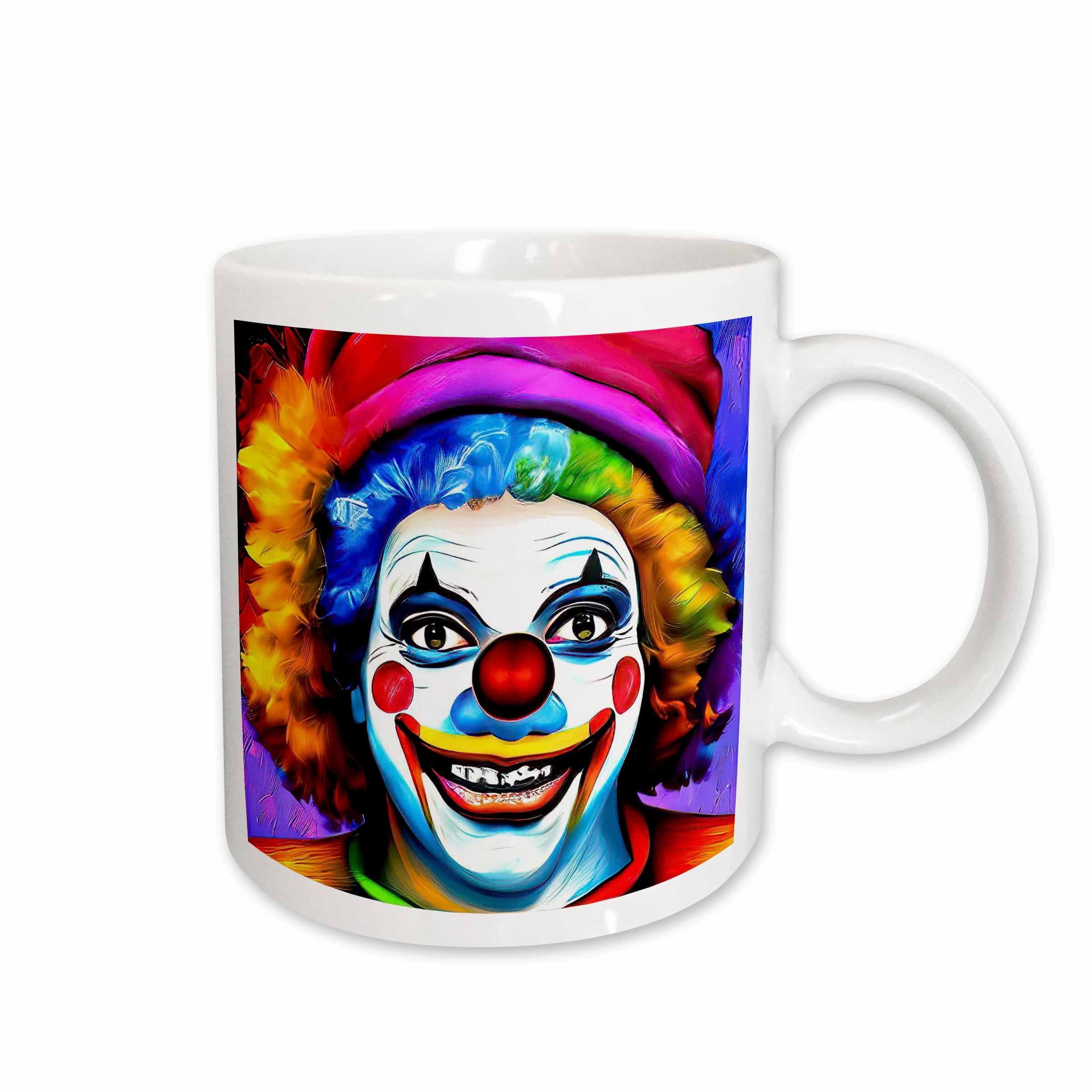3drose, Positive Smiling Clown with Colorful Hair and Violet Hat. Funny ...