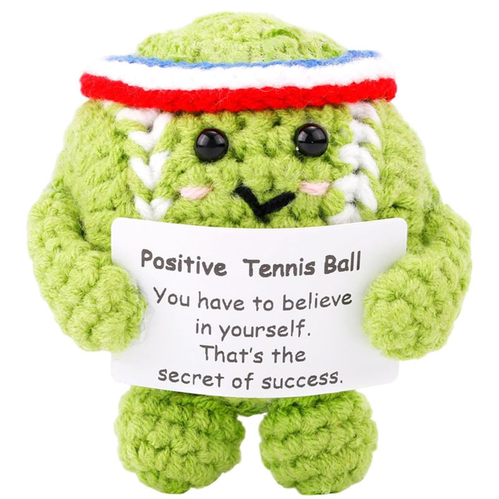 Positive Tennis Ball, Emotional Support Crochet Plush, Cute Funny ...