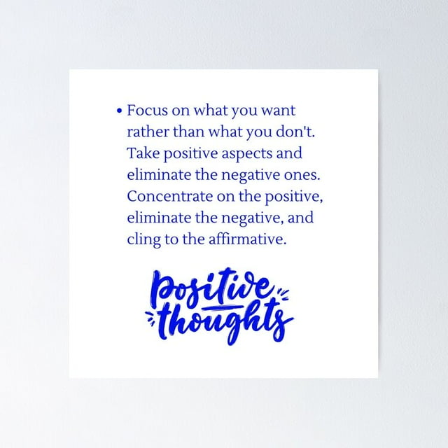 Positive Thoughts Poster- Unframed Poster | Wall Art | Perfect For Home ...